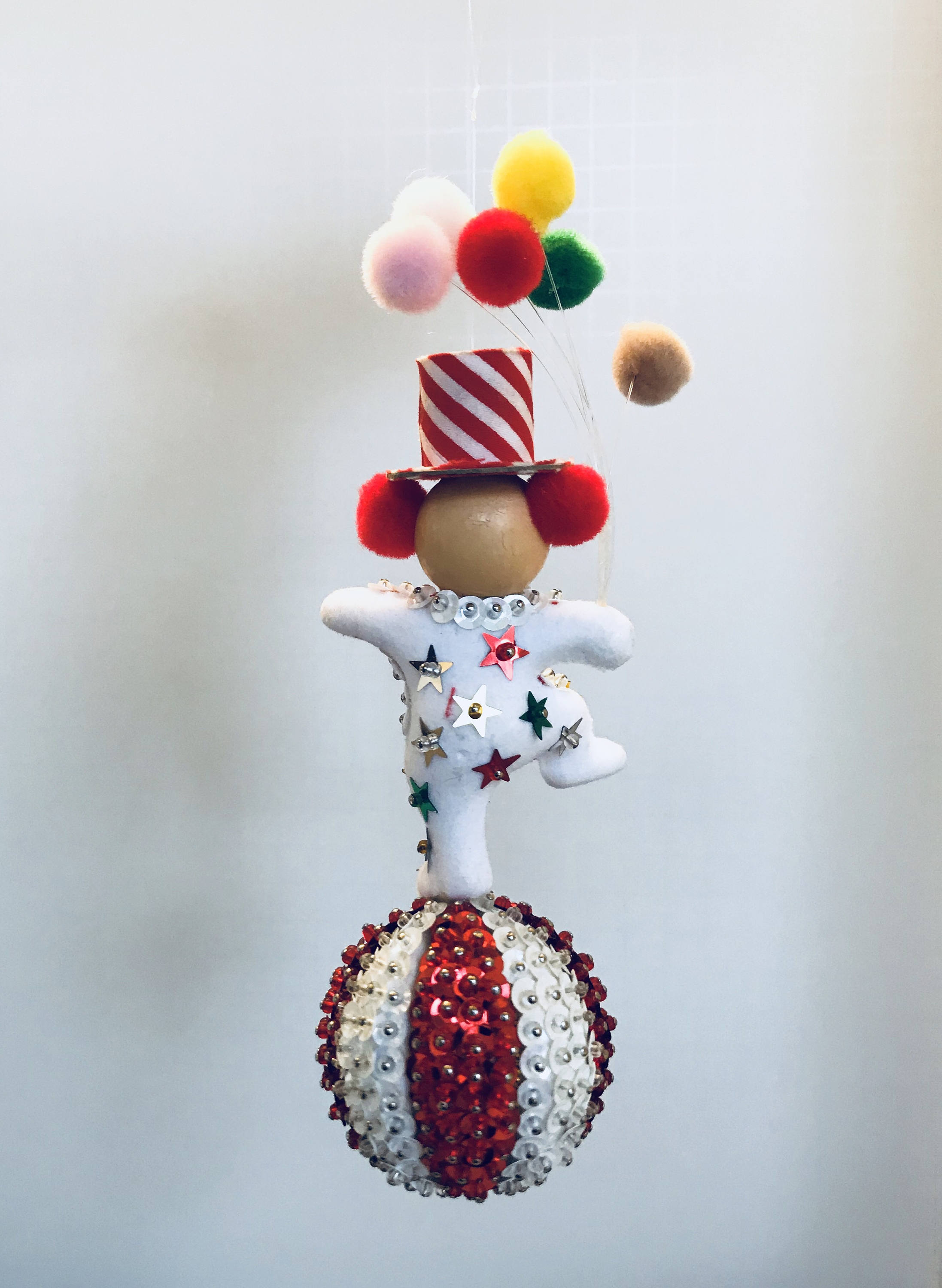 Vintage Clown Ornament, Sequined Beaded Circus Clown ornament, red ...