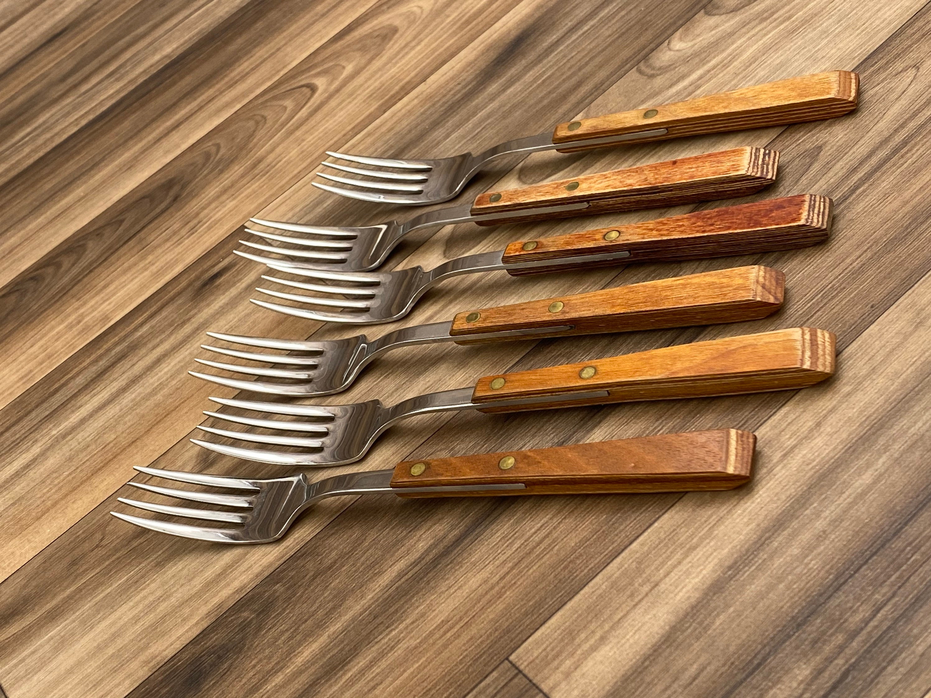 Vintage Flatware set, Continental silverware Wood Handle Rustic Home ...