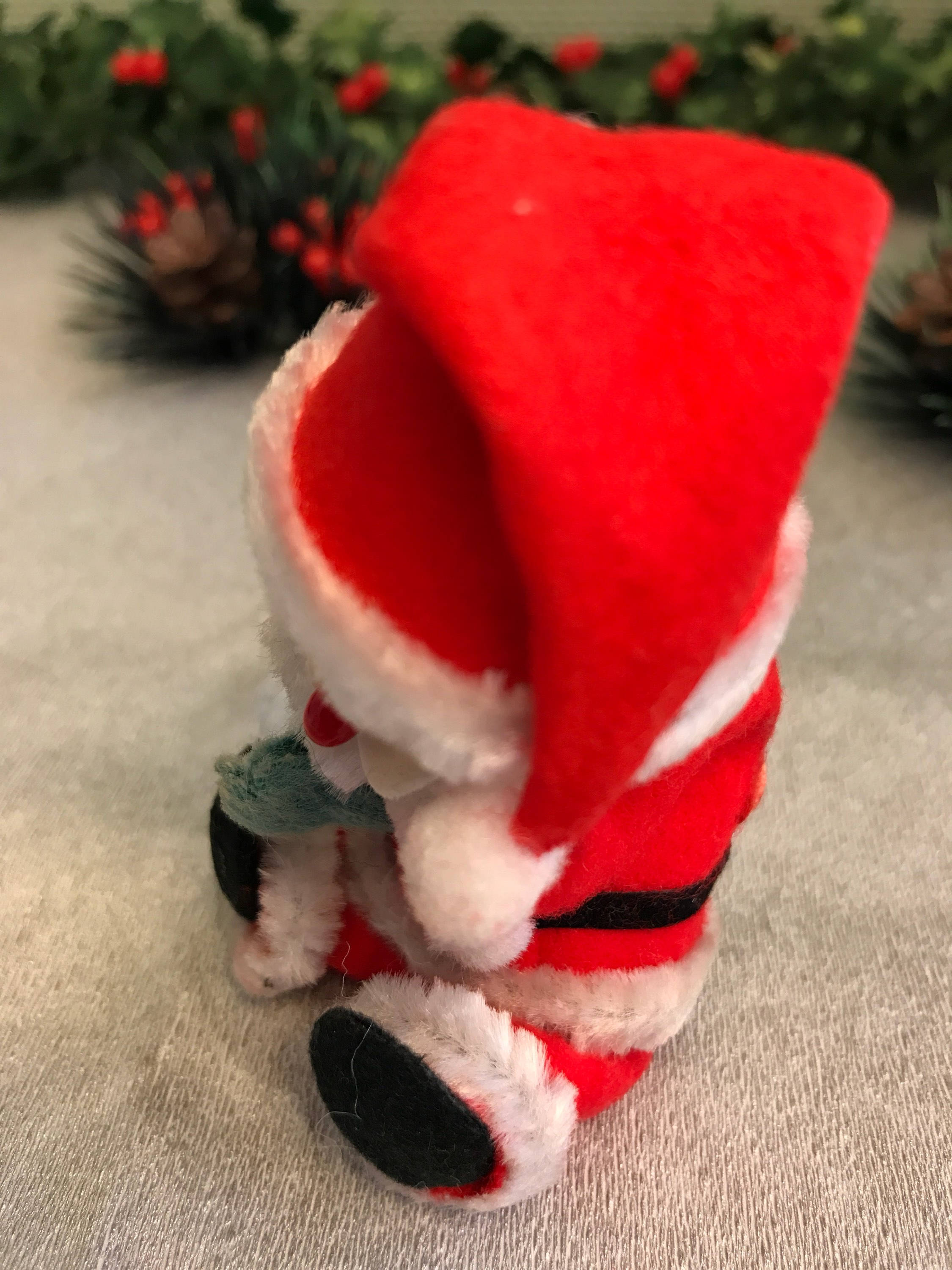 Vintage Santa Hugger ornament, red flocked Santa, Santa clip on ...