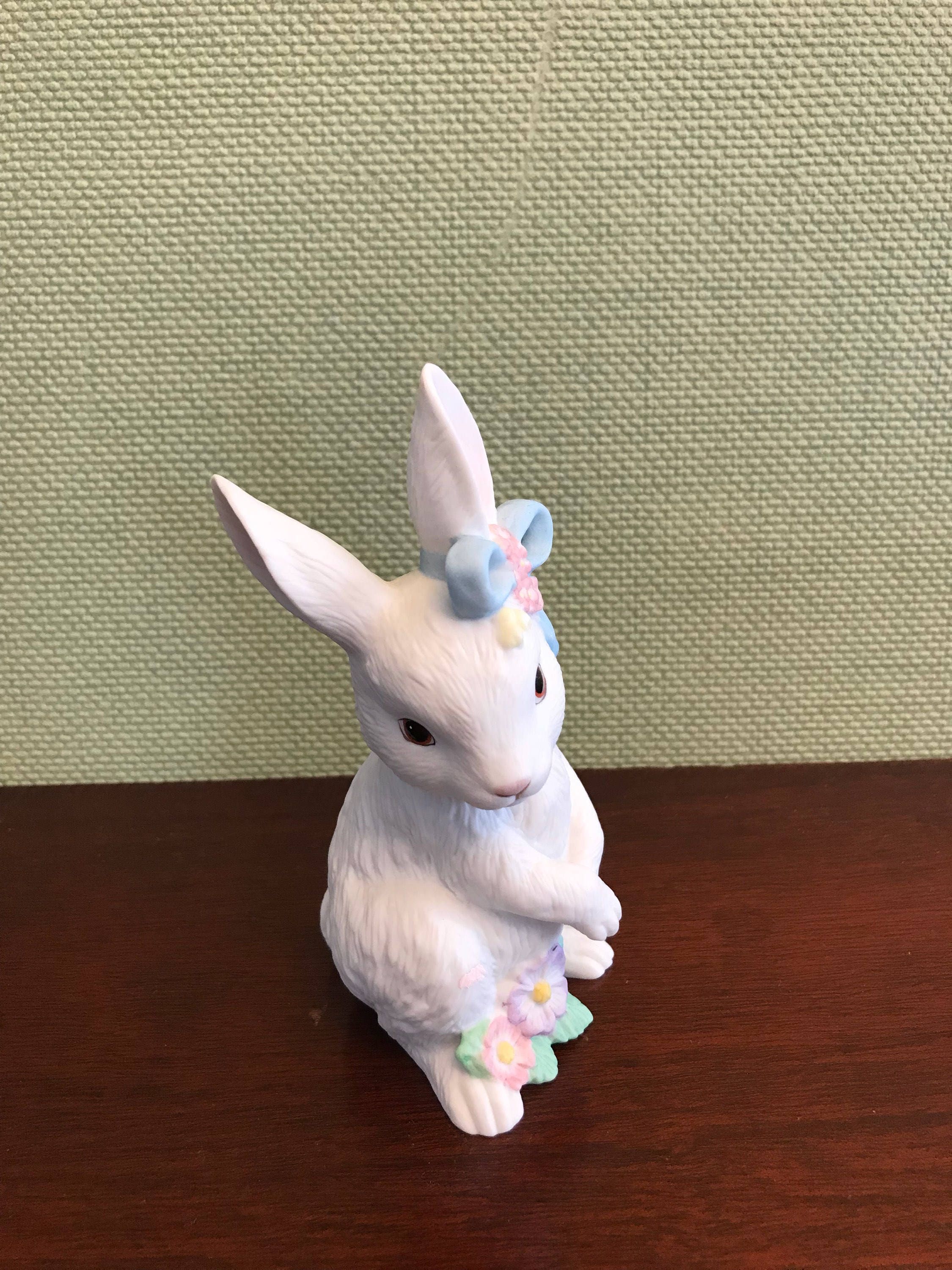 Porcelain Bunny Figurine, Figural white Bunny, Porcelain Easter Bunny ...