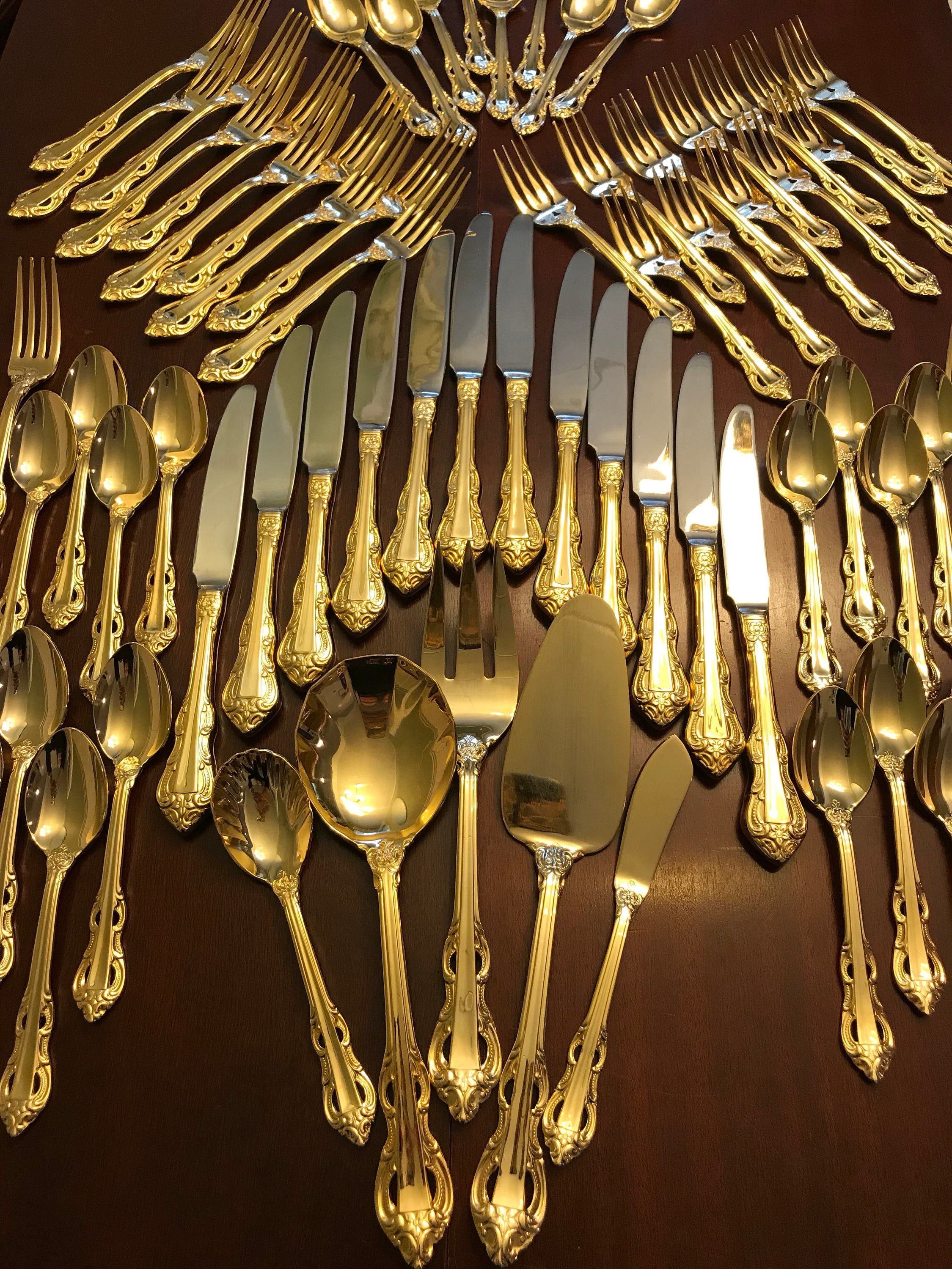 Vintage Gold Flatware, King Arthur Gold Flatware, Gold Electroplate ...