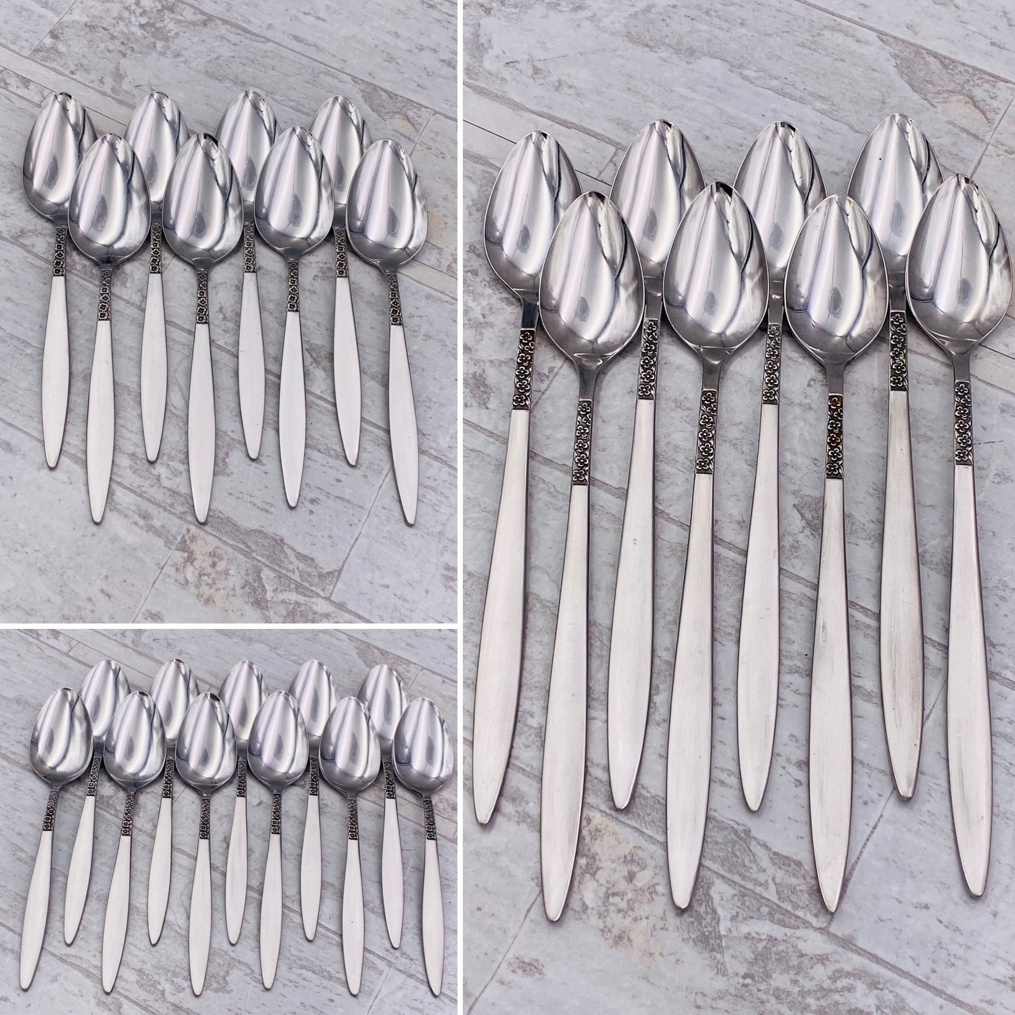 Vintage Stainless Flatware set by Riviera Daisy Floral handle MCM ...