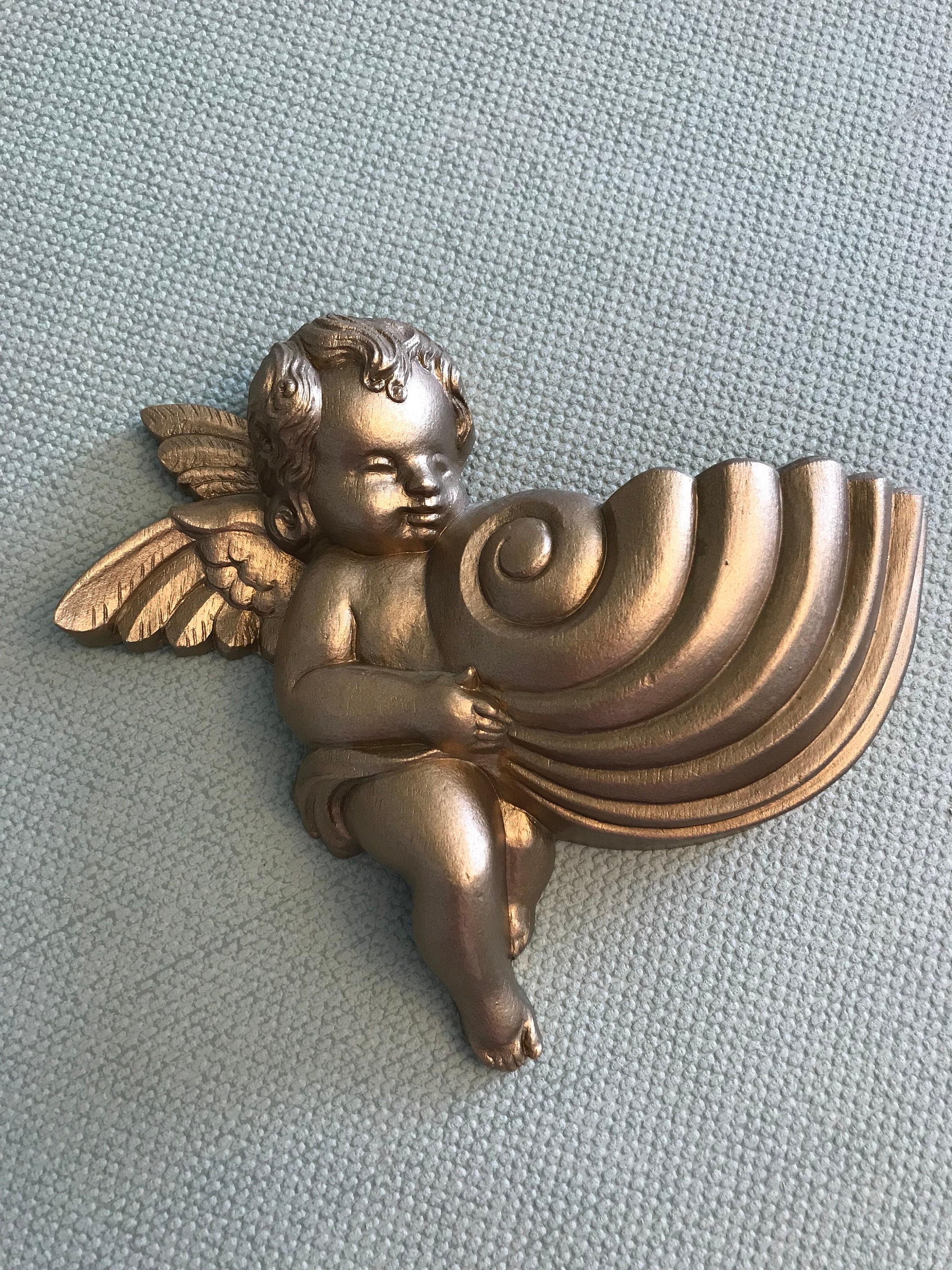 Vintage Gold Cherubs, Golden Angels, Angels wall plaques, Gold Angel ...