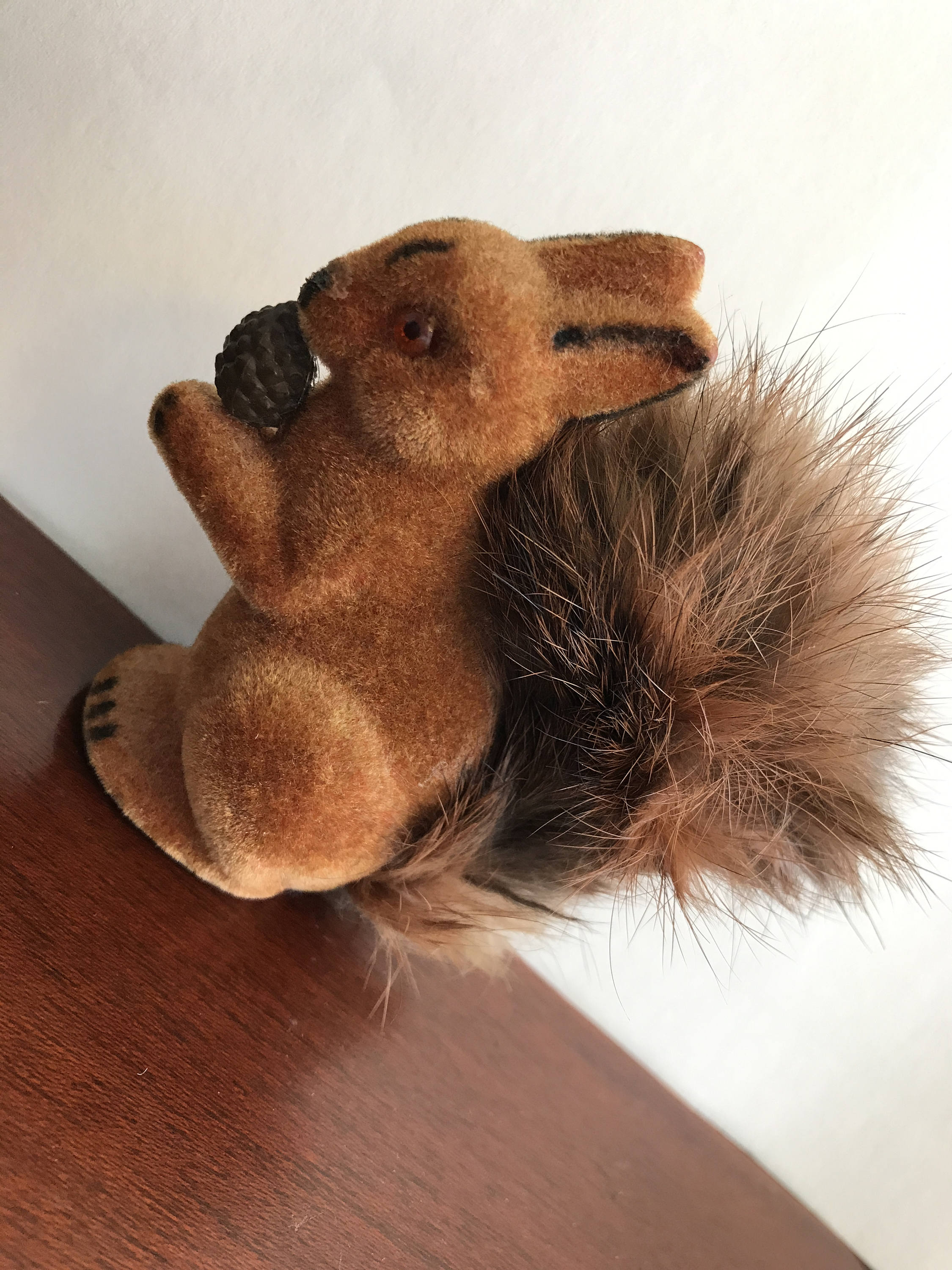 Vintage Flocked Squirrel Figurine, collectible Squirrel with Fur tail ...