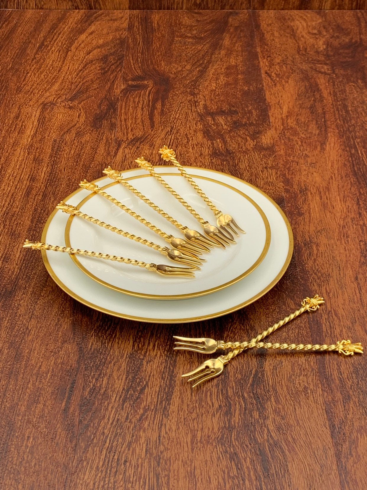 Vintage Gold Appetizer Forks, cocktail Party Forks Gold plated Crown ...