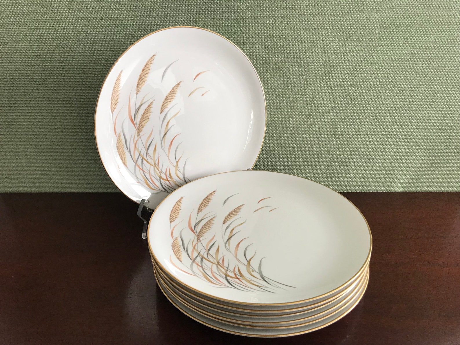 Vintage Wheat Pattern China Plates Royal Jackson Angelus - Etsy
