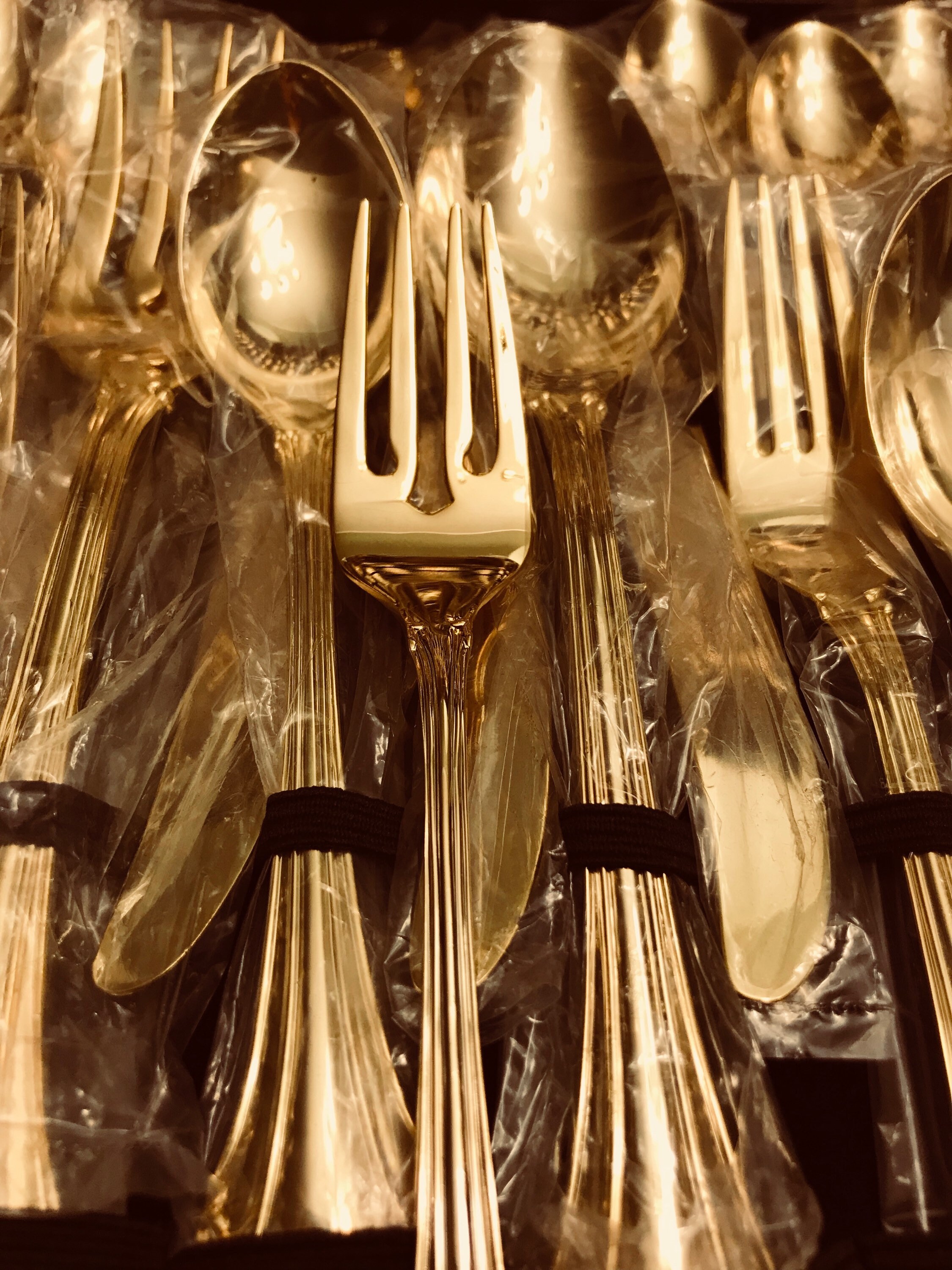 Vintage Gold Flatware set, Mint Golden American Chippendale flatware ...