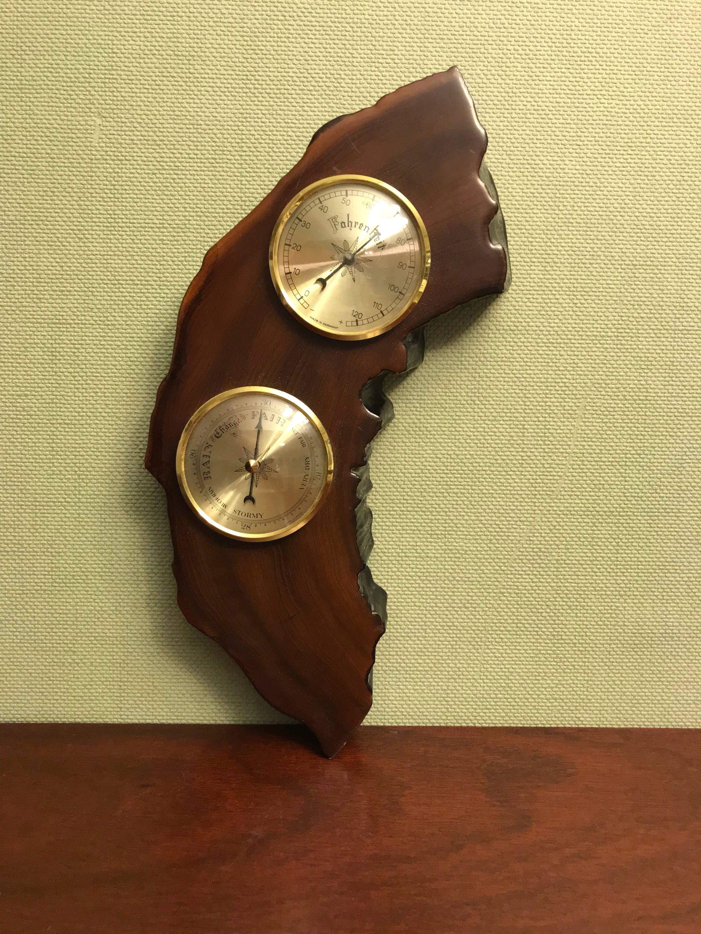 Vintage Weather Station, Handcrafted Wood Setting, collectible Weather ...