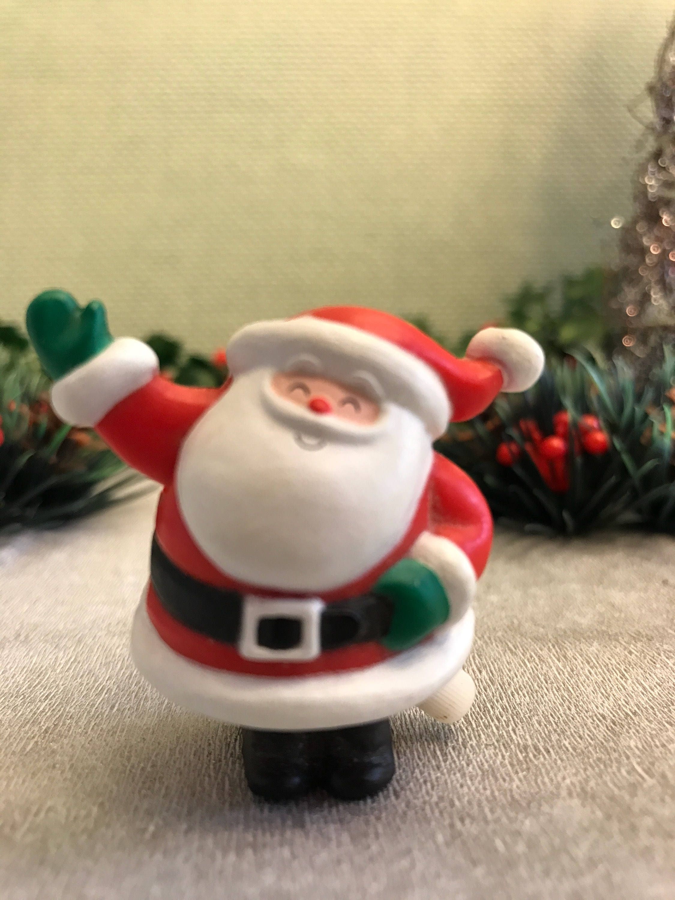 Vintage Waving Santa pin, red wind up Santa Brooch, mini Santa lapel ...