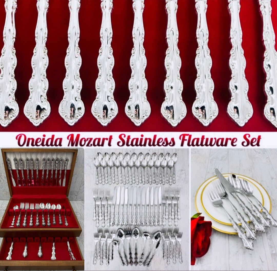 Vintage Oneida Mozart Stainless Flatware Set, Service for 12 - Etsy