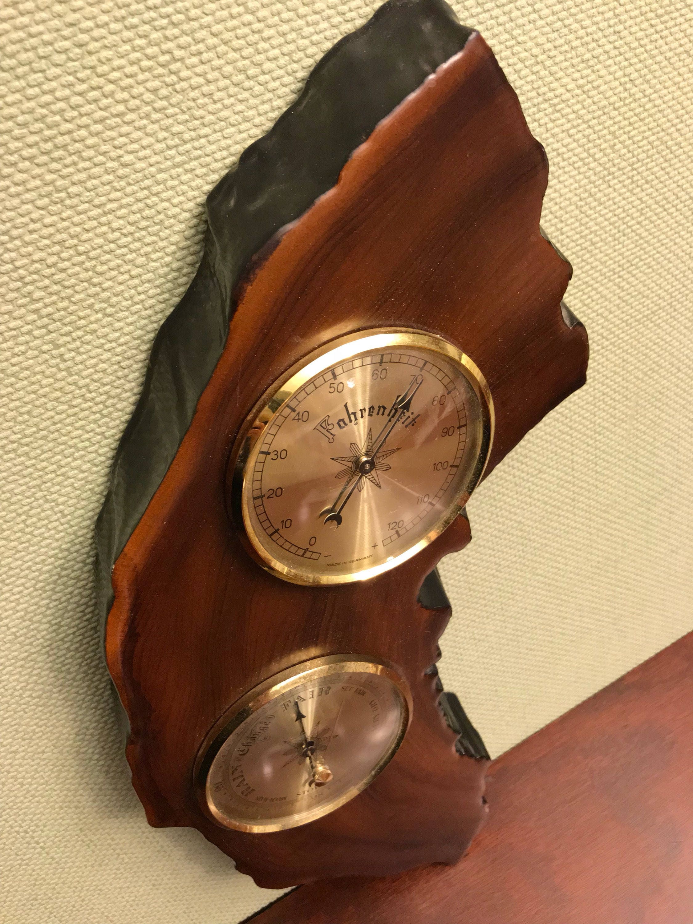 Vintage Weather Station, Handcrafted Wood Setting, collectible Weather ...