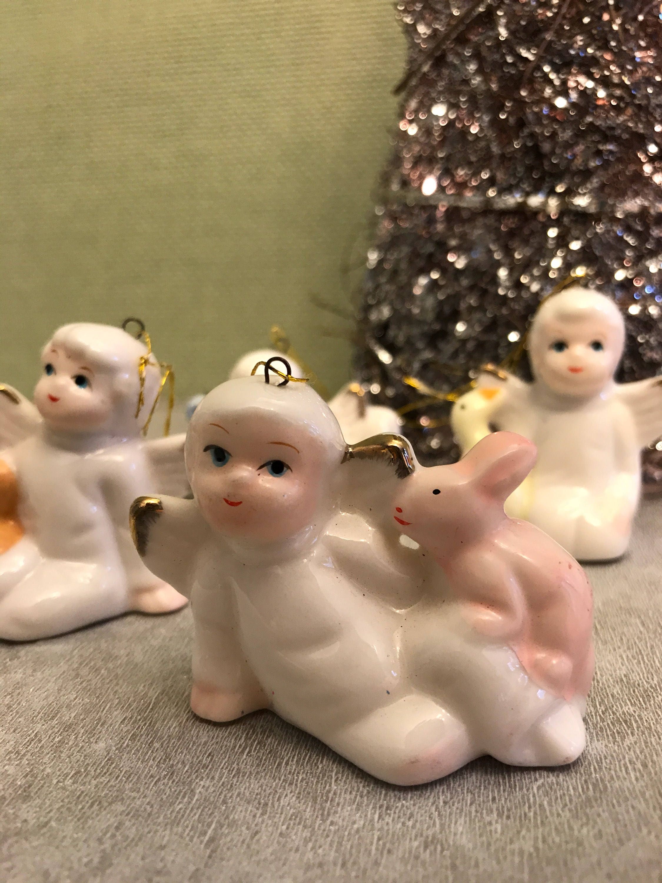 Vintage Angel Ornaments, Porcelain Angels, Christmas Angels with ...