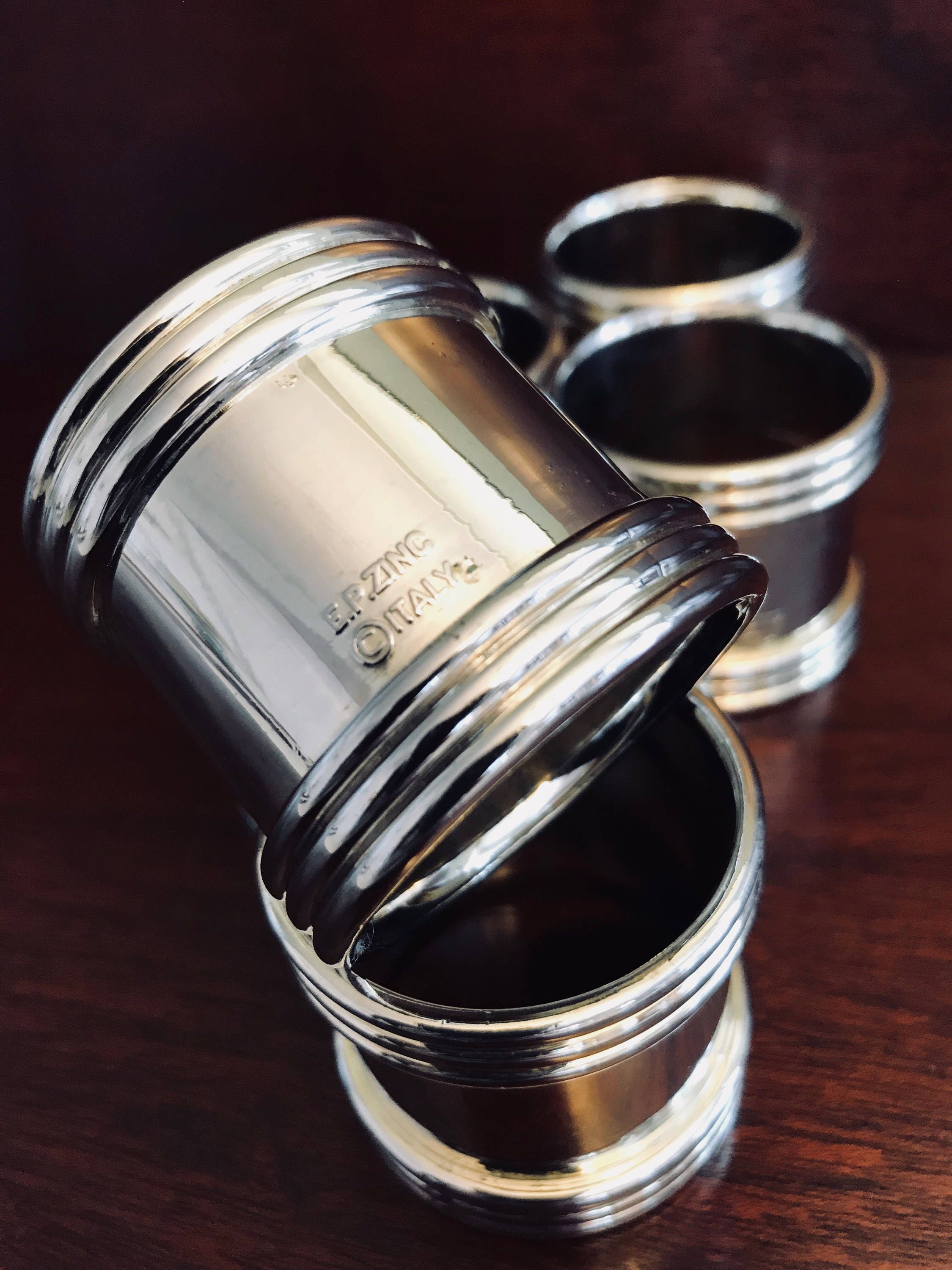 Vintage Silver Napkin Rings, Italian Napkin rings 6 piece set, Extra ...