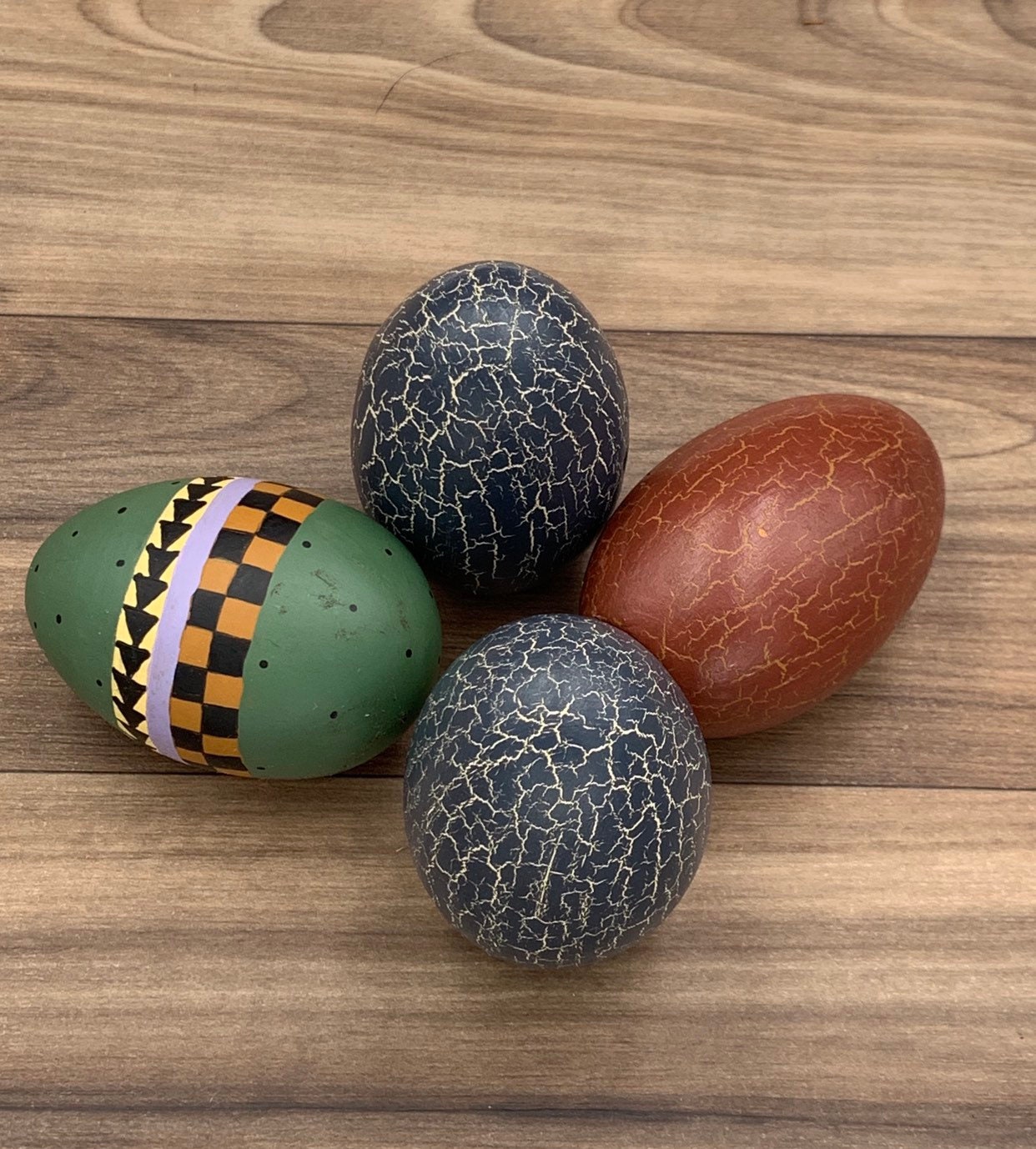 Painted Wooden Eggs, Rustic Farmhouse Decor, Country Kitchen