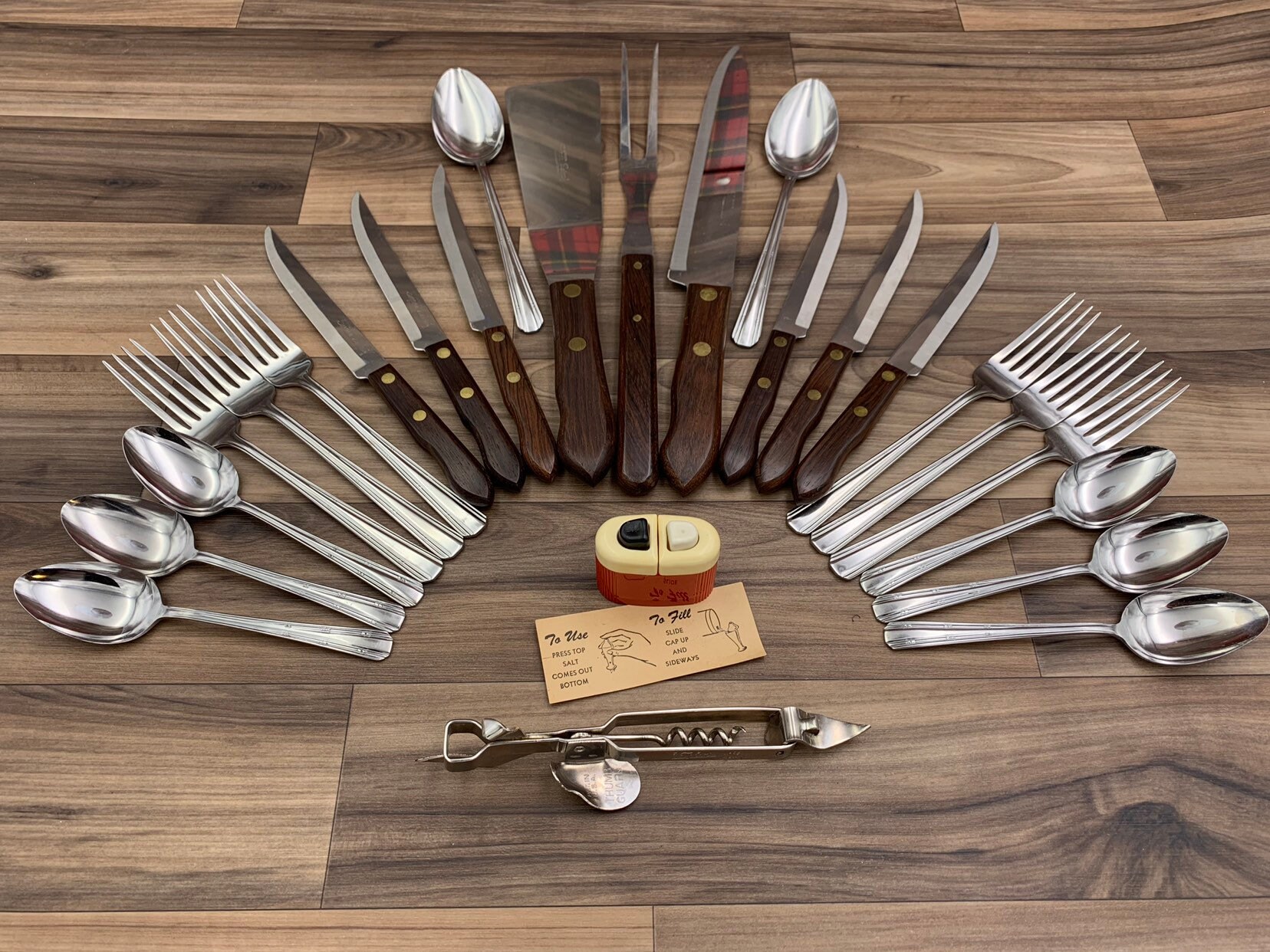 Vintage Picnic Set Utica Stainless Flatware set Super Edge Knife set ...