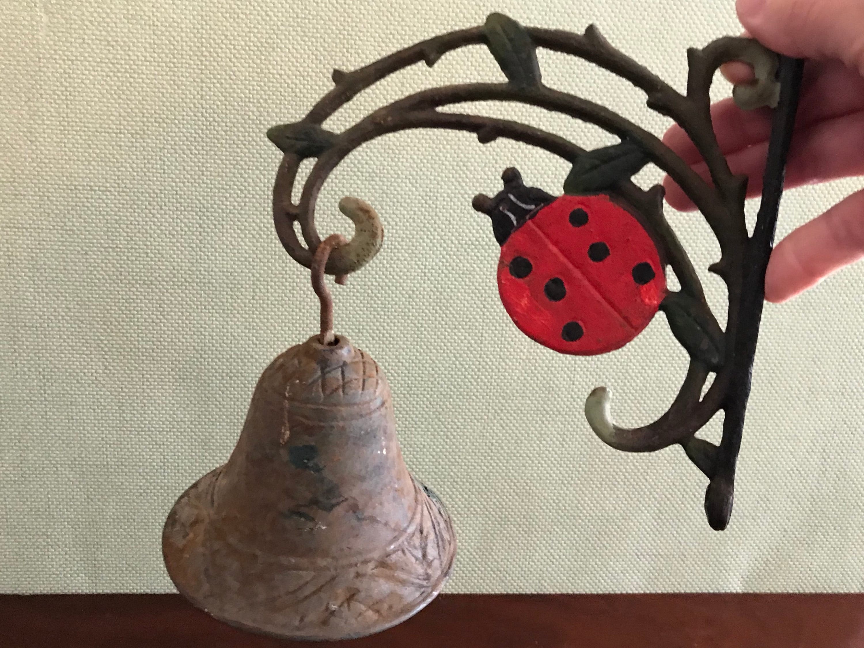 Vintage Cast Iron Door Bell, Ladybug Gate Bell, Rustic Dinner Bell ...