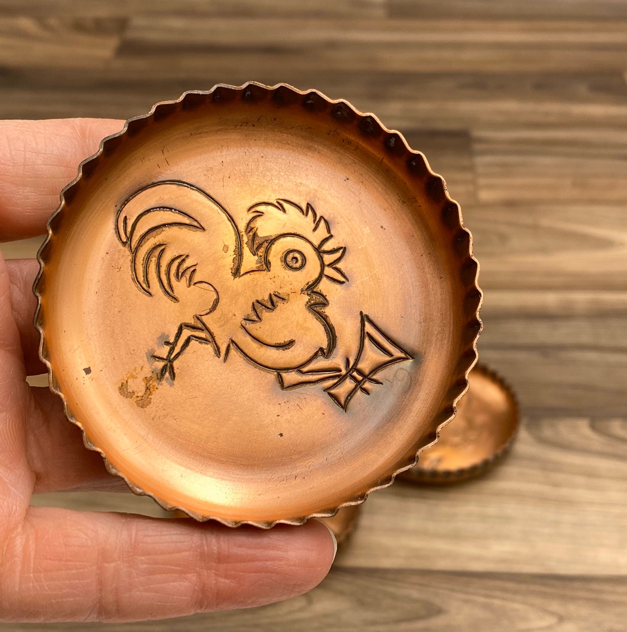 Copper Rooster Coasters set of Six, office decor, Rustic Home Decor ...
