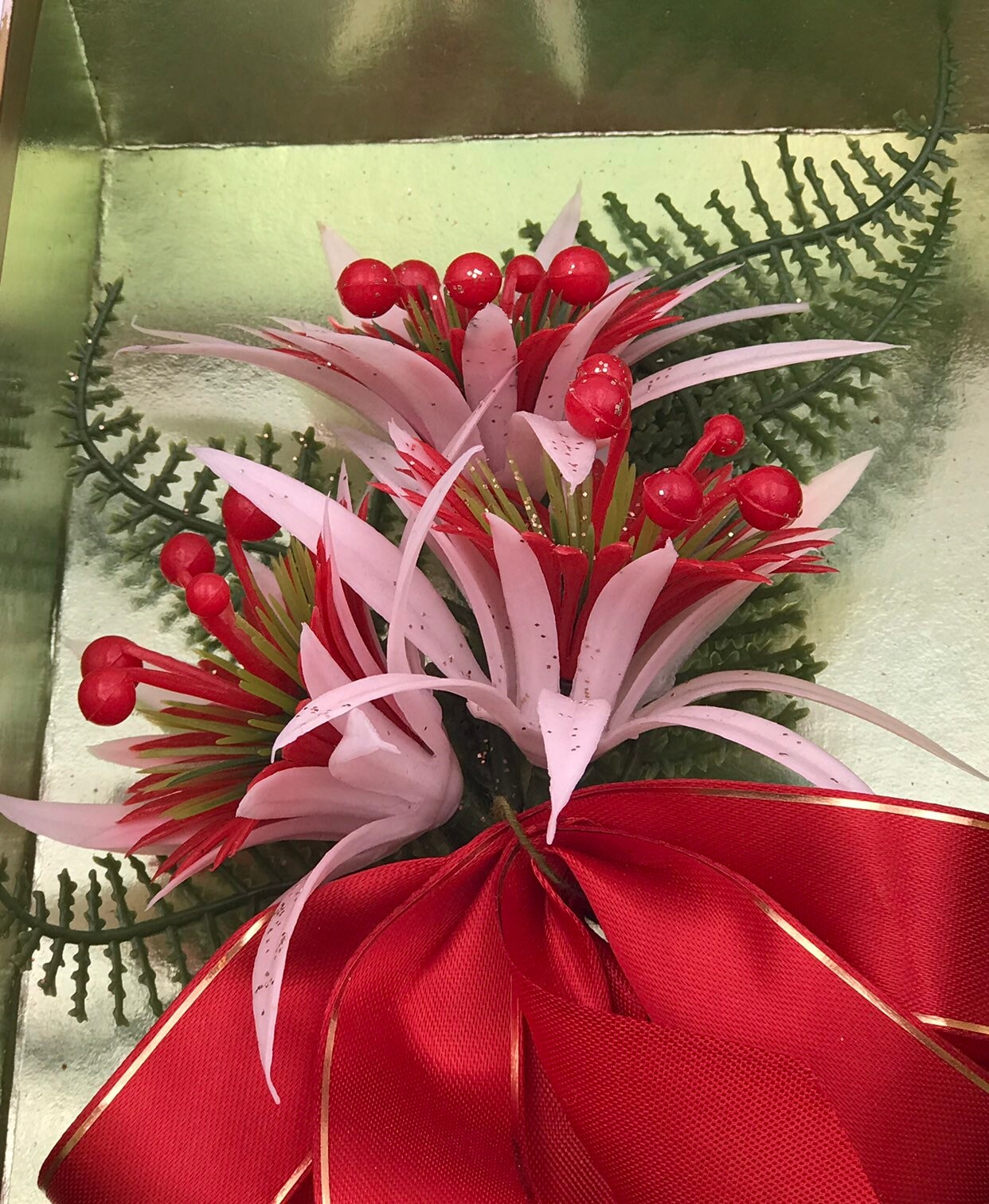 Vintage Christmas Corsage Mid Century Plastic Poinsettia pin Holiday ...