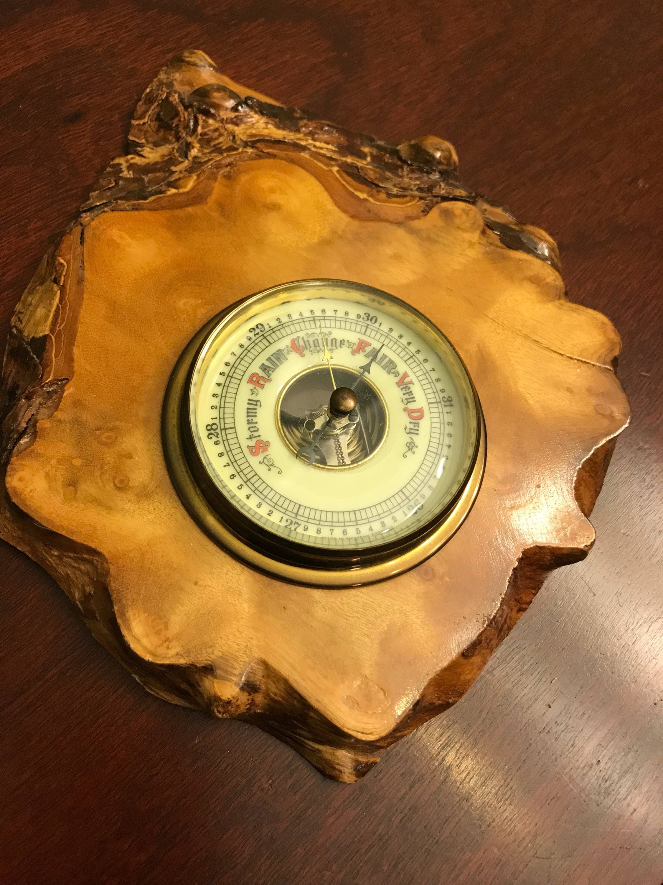 Vintage Barometer, Rare Myrtlewood Barometer, Rustic Cabin Style ...