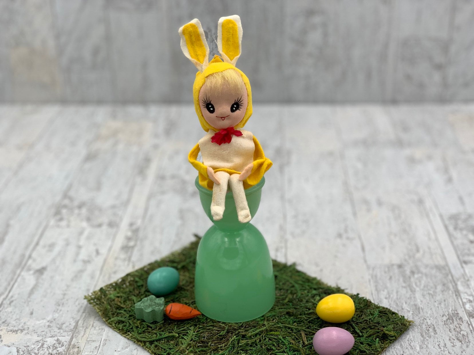 Vintage Pixie Bunny Elf, Stockinette face Bunny, Felt Knee hugger elf ...