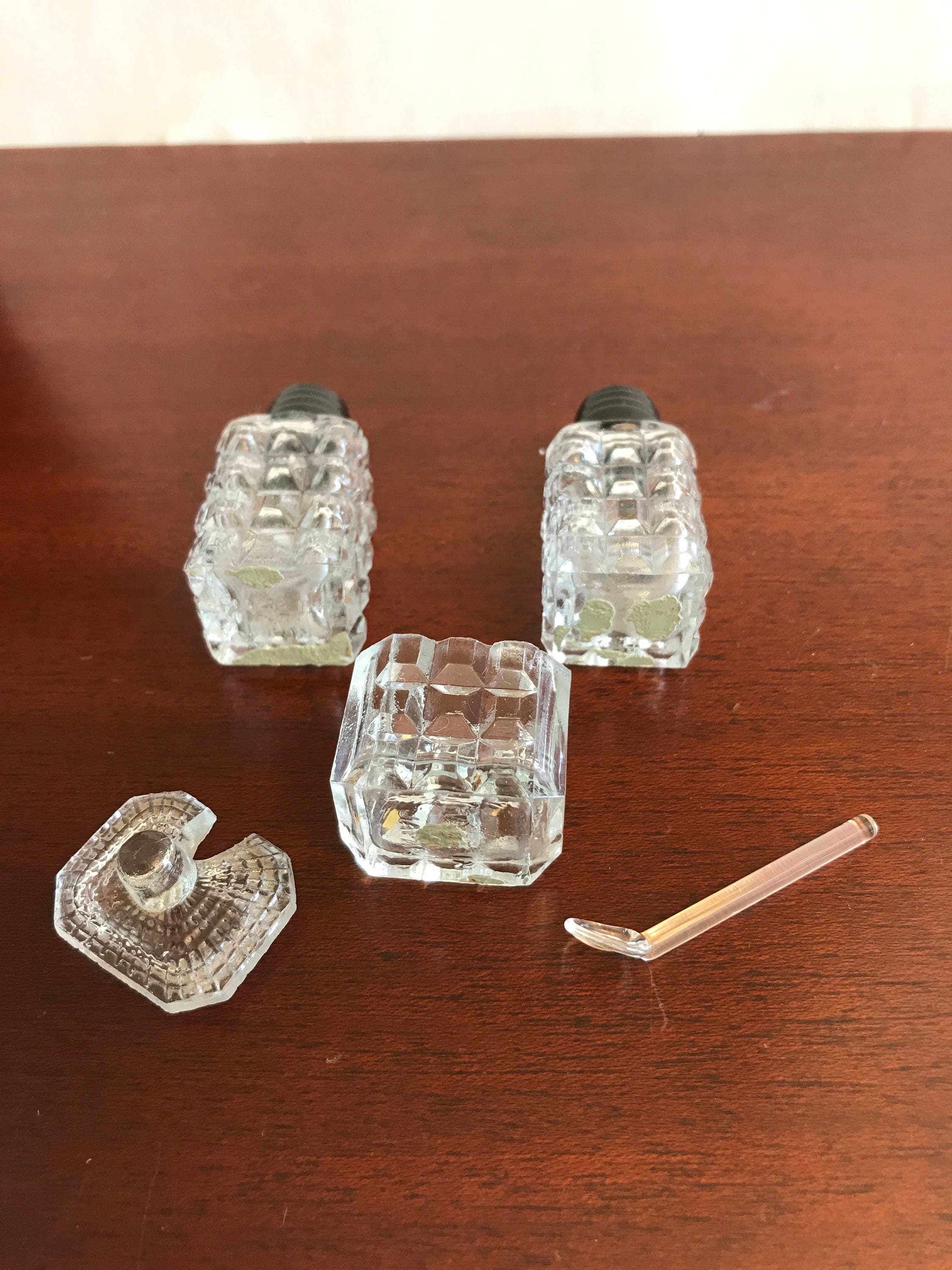 Salt Pepper Shakers with Mustard Pot Vintage Mini Condiment set ...