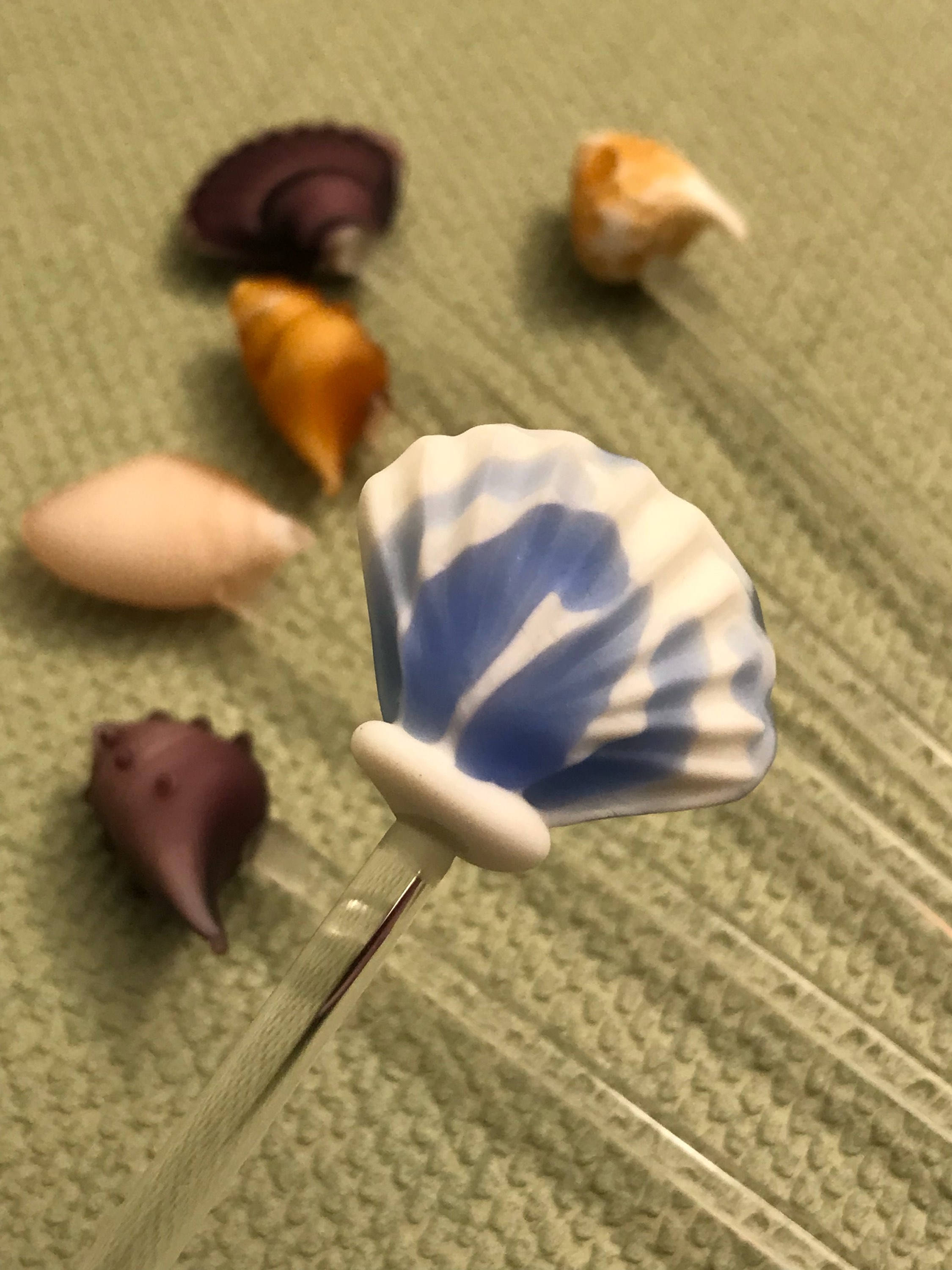 Shell Shaped Glass Swizzle Sticks, Glass stir sticks, Beach themed ...