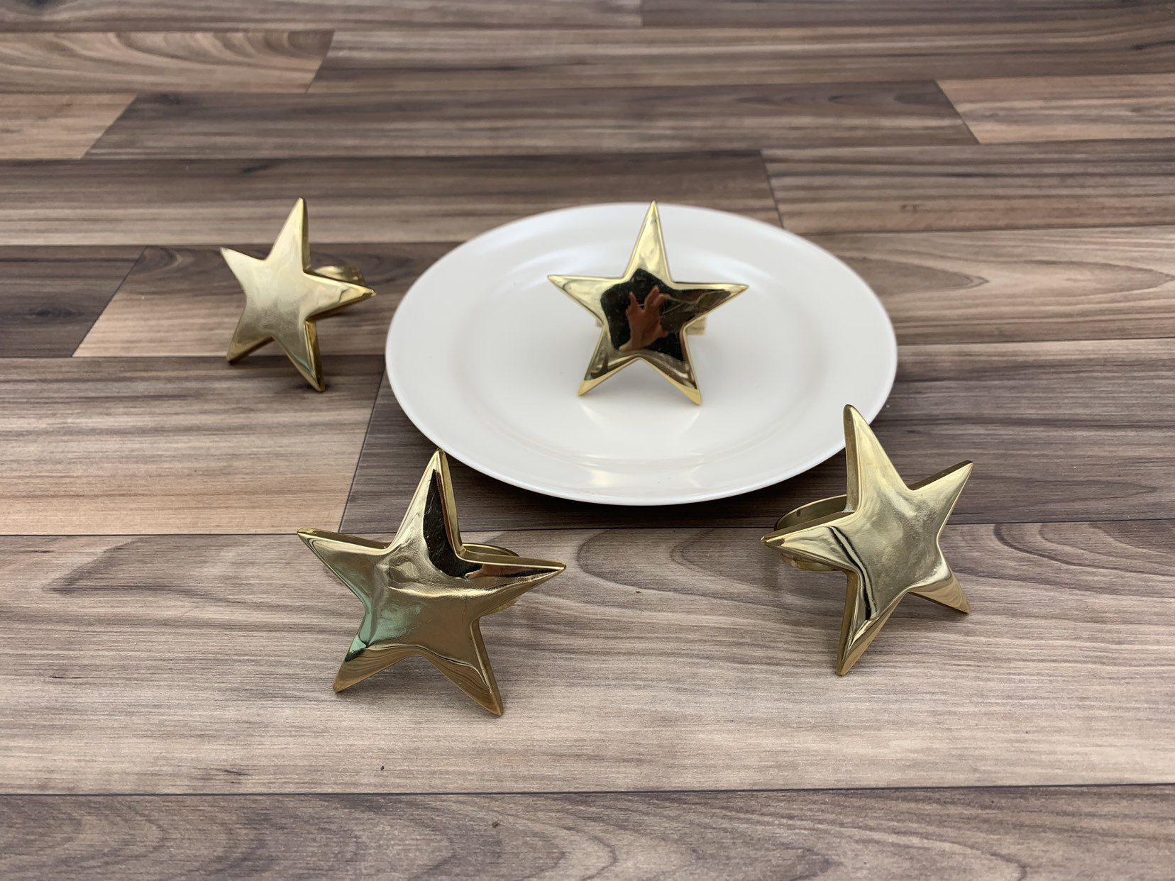 Vintage Solid Brass Star Napkin rings 4 piece set, dinner Napkin rings ...