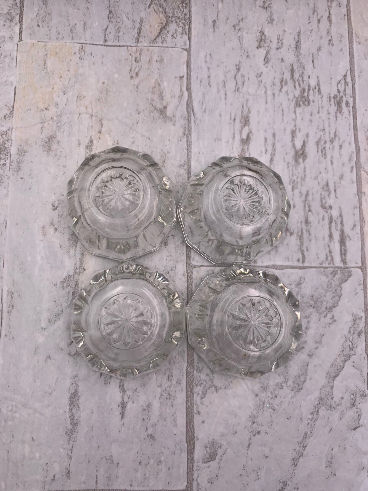 Vintage glass Salt cellars, set of 4 Open salt cellars, pressed glass ...
