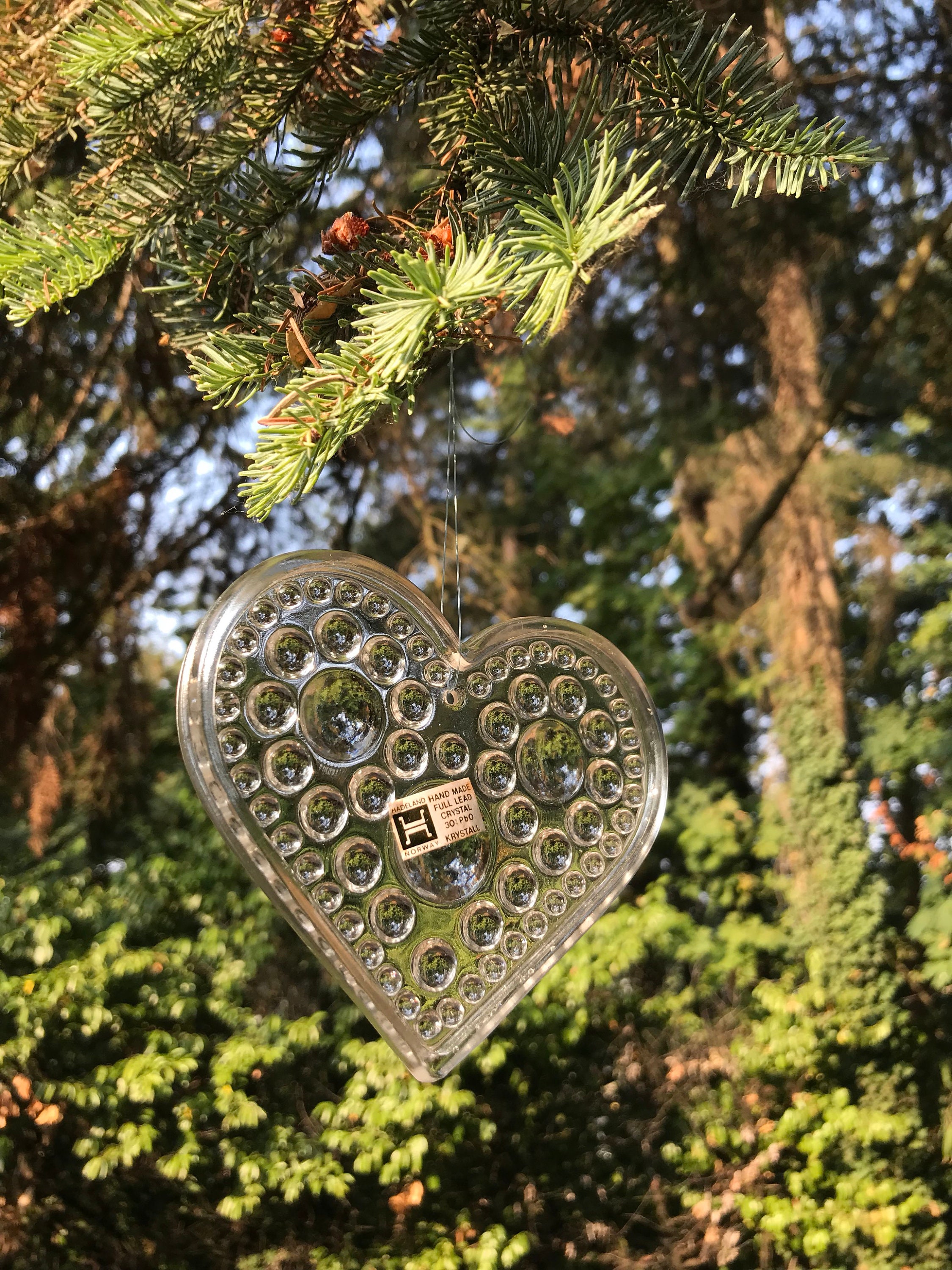 Vintage Hadeland Crystal Ornament, Made in Norway, Heart ornament ...