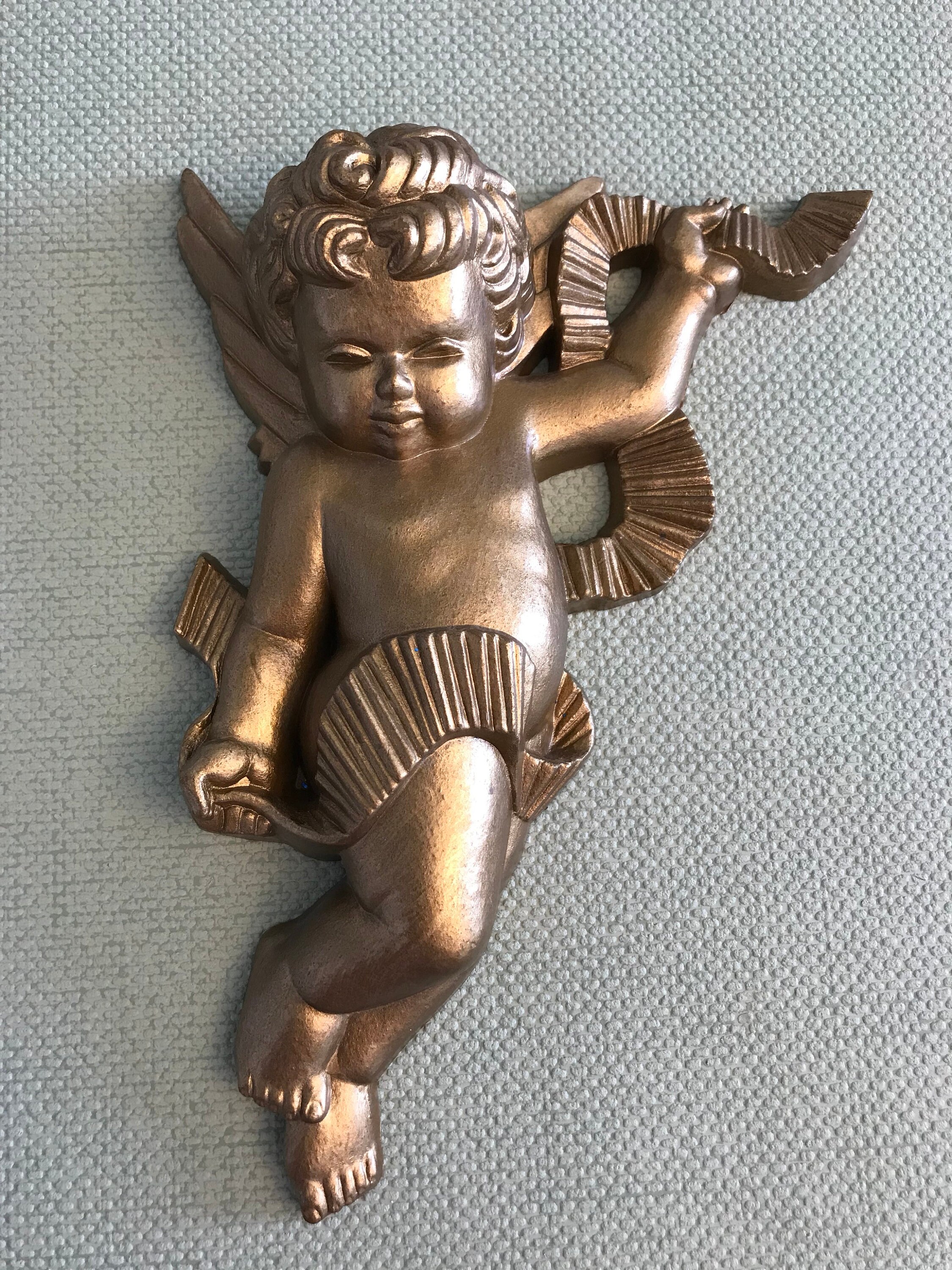 Vintage Gold Cherubs, Golden Angels, Angels wall plaques, Gold Angel ...