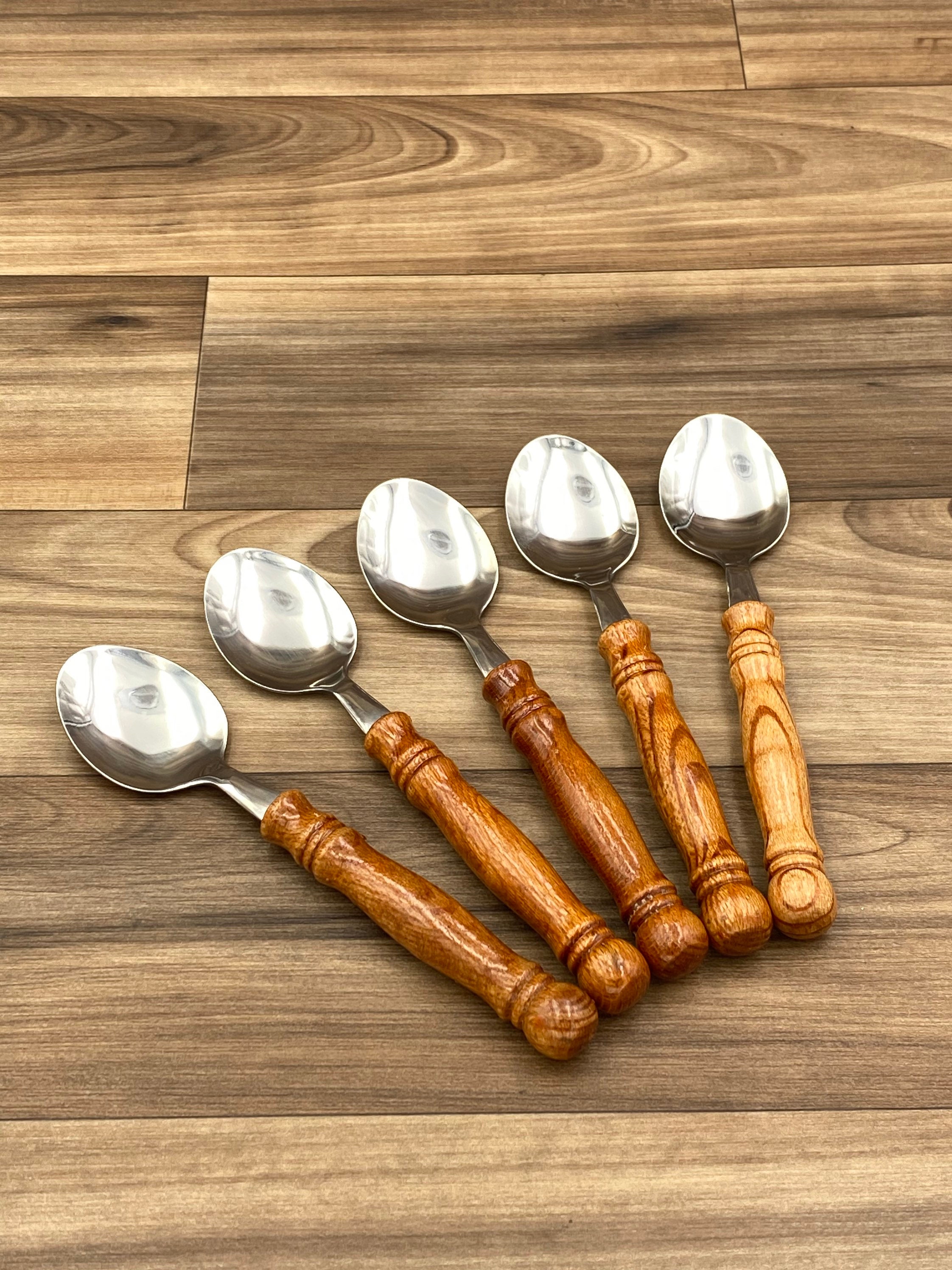 Vintage Wood Handled Flatware set, service for 8, Colonial Style ...