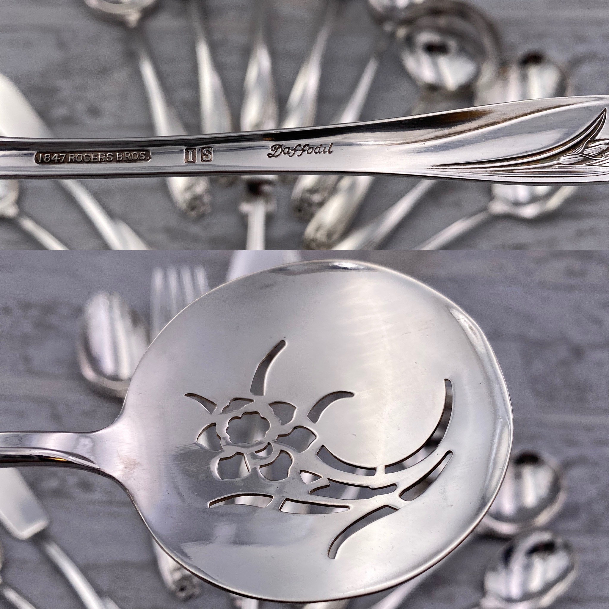 Vintage Daffodil Flatware Set in Silverware Chest, Rogers Bros, Service ...