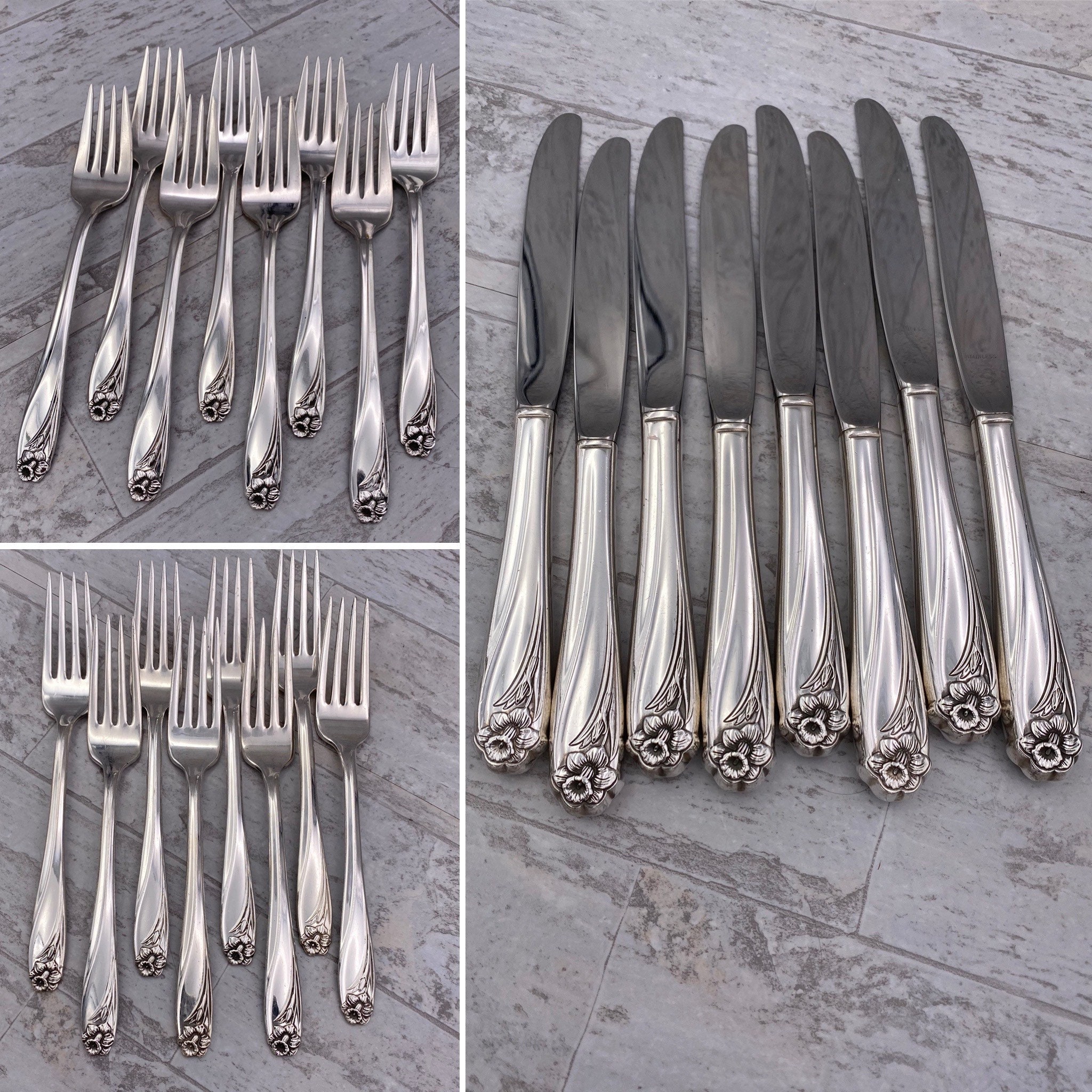 Vintage Daffodil Flatware Set in Silverware Chest, Rogers Bros, Service ...