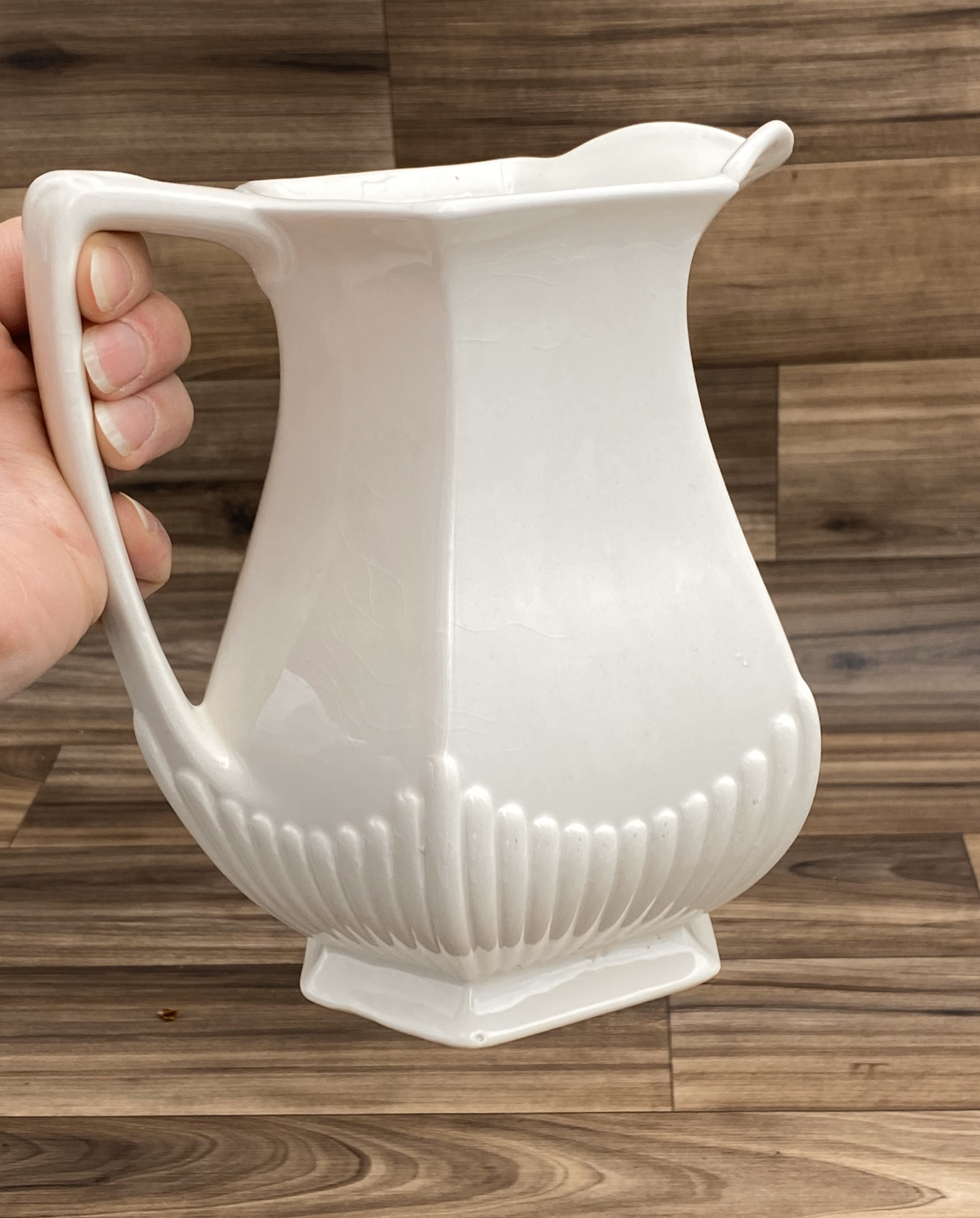 Vintage English Ironstone Pitcher, Empress Pattern Inner Ribbing ...