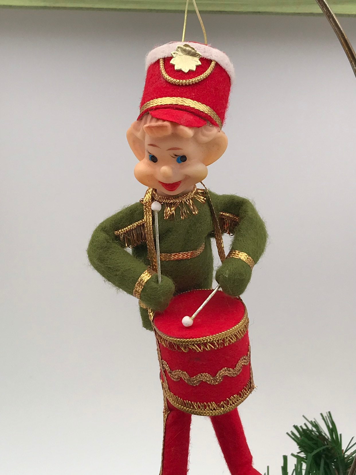Vintage Pixie Elf with Drum Ornament, Christmas Elf Drum major, Elf ...