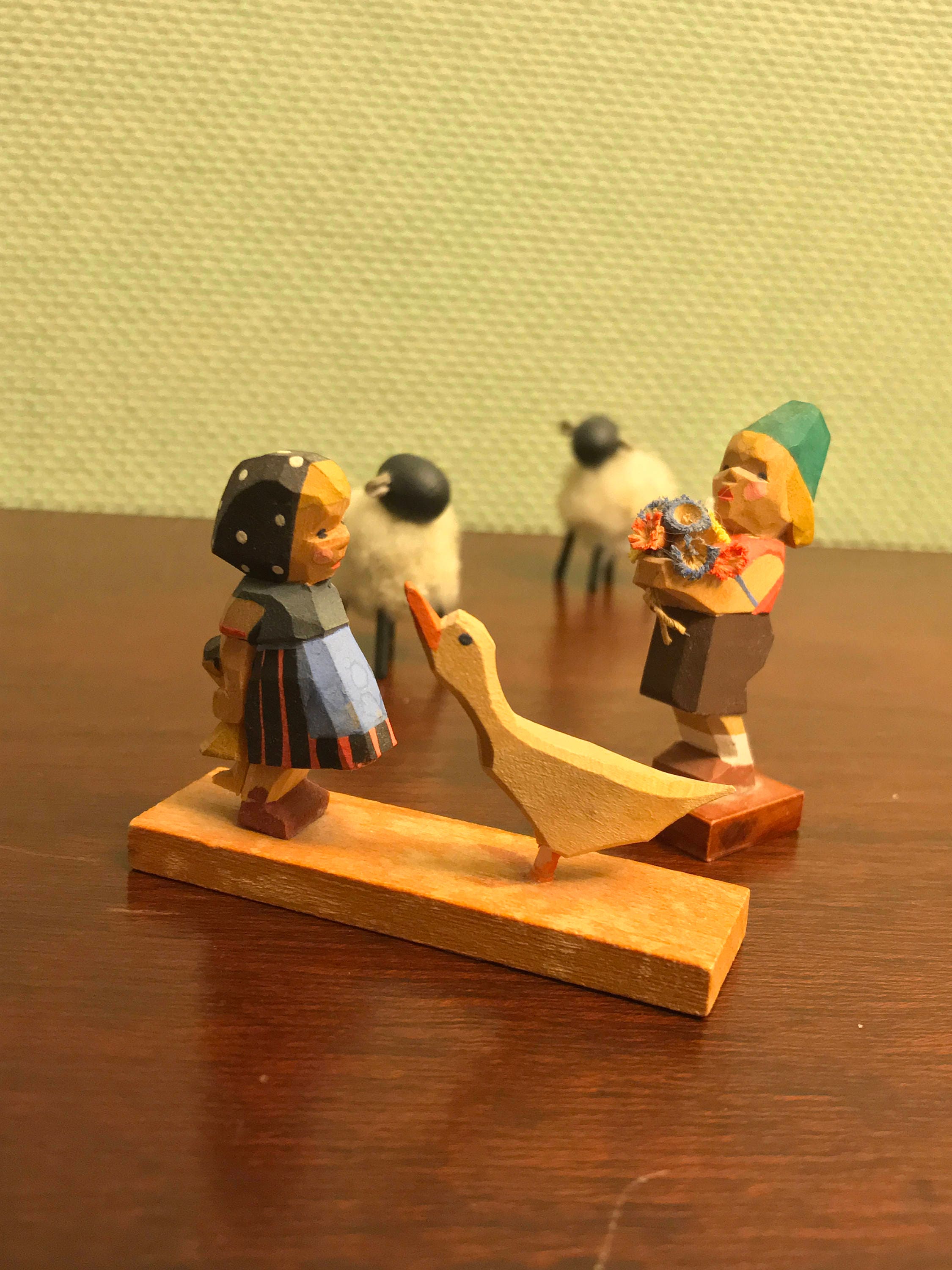 Role Playing Miniatures Vintage German Wooden Miniature Boy and Girl ...