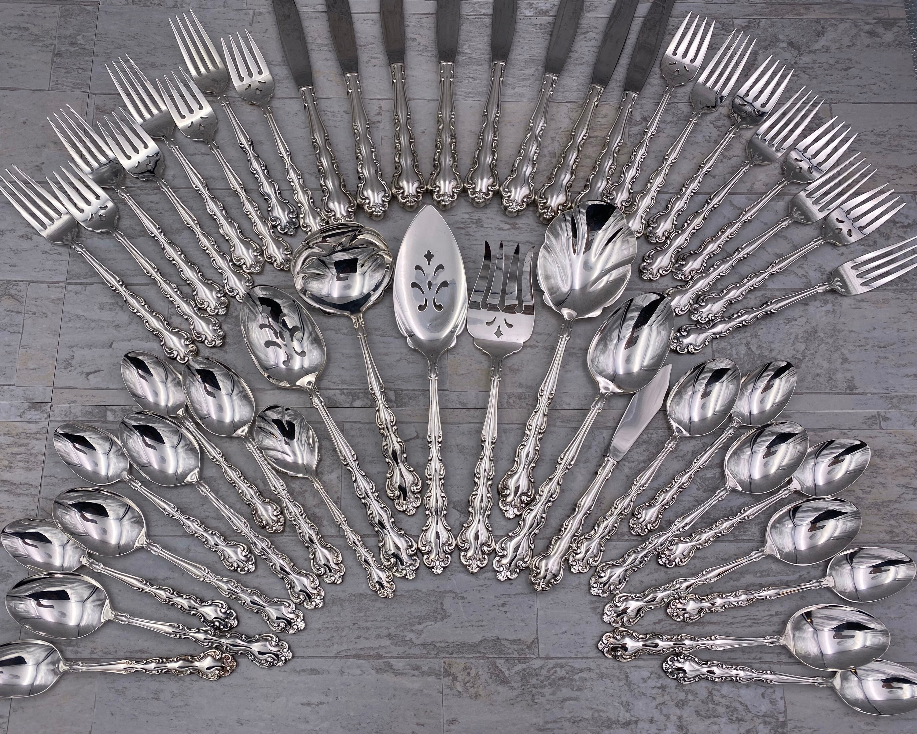 Vintage Silverware Set Oneida Community Modern Baroque Flatware Service ...