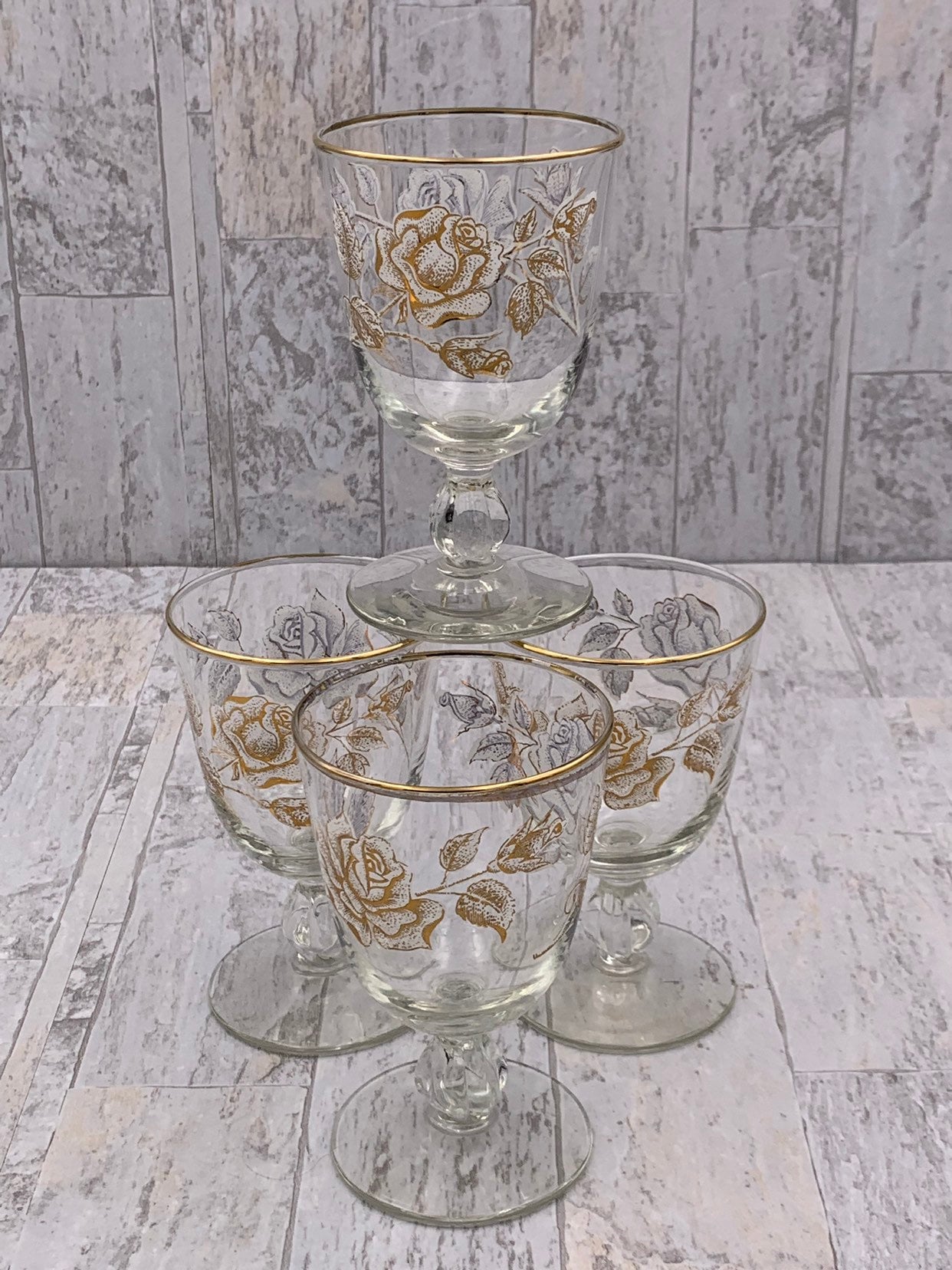 Vintage Libbey White Rose Bouquet glasses, vintage White and Gold ...