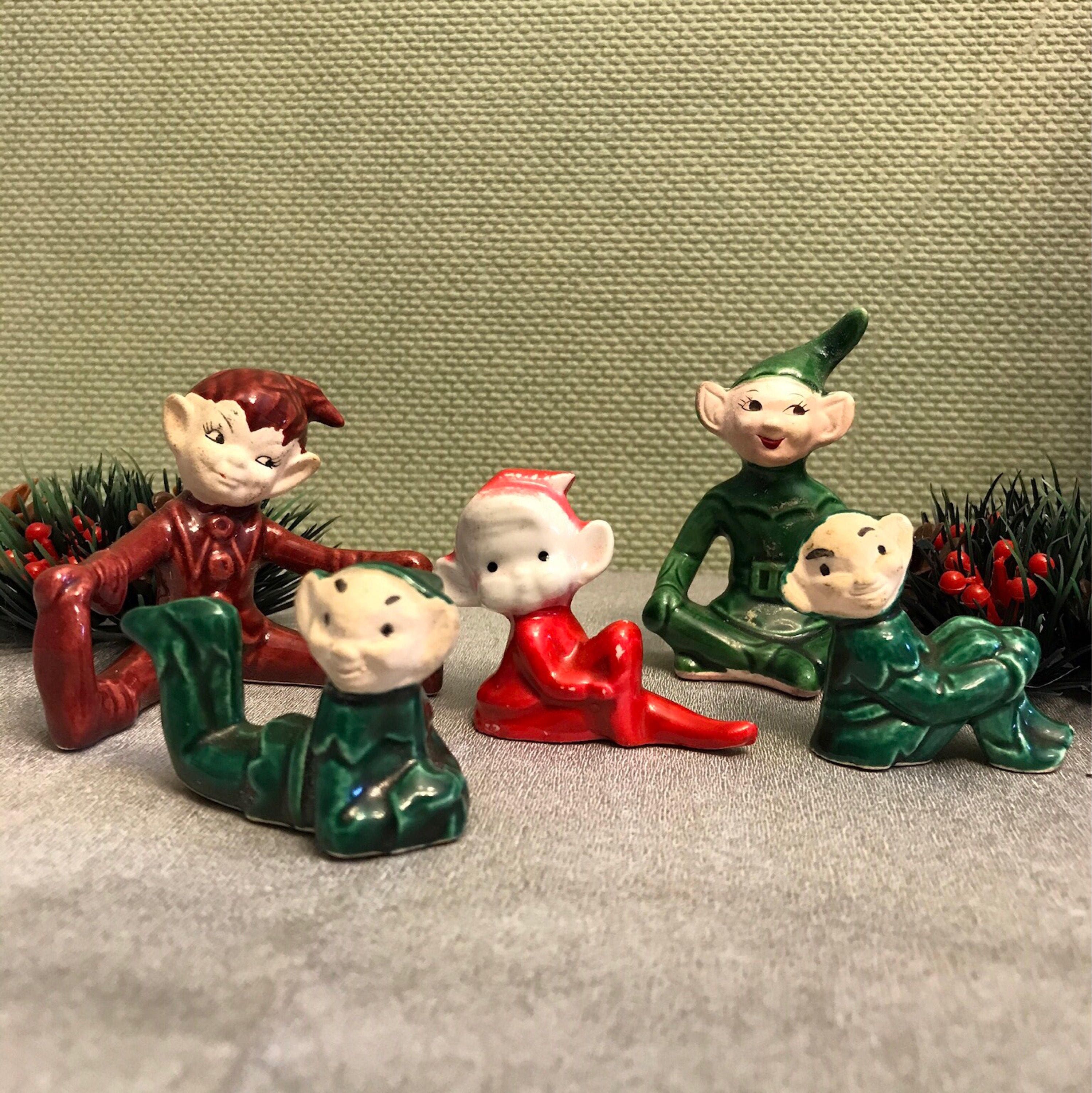Vintage Pixie Elves, Christmas Elves, set of 5 Pixie Elves, Shelf Elf ...