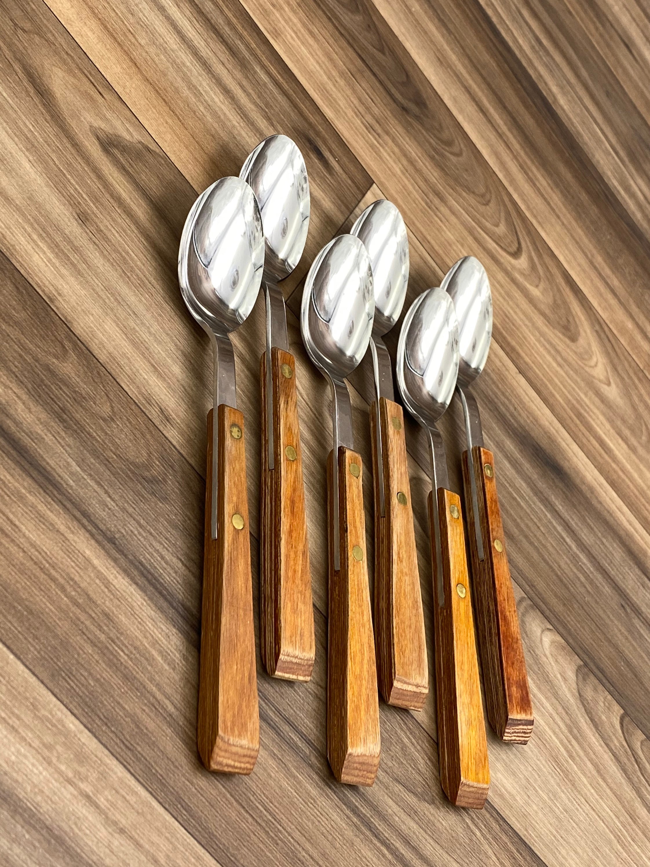 Vintage Flatware set, Continental silverware Wood Handle Rustic Home ...