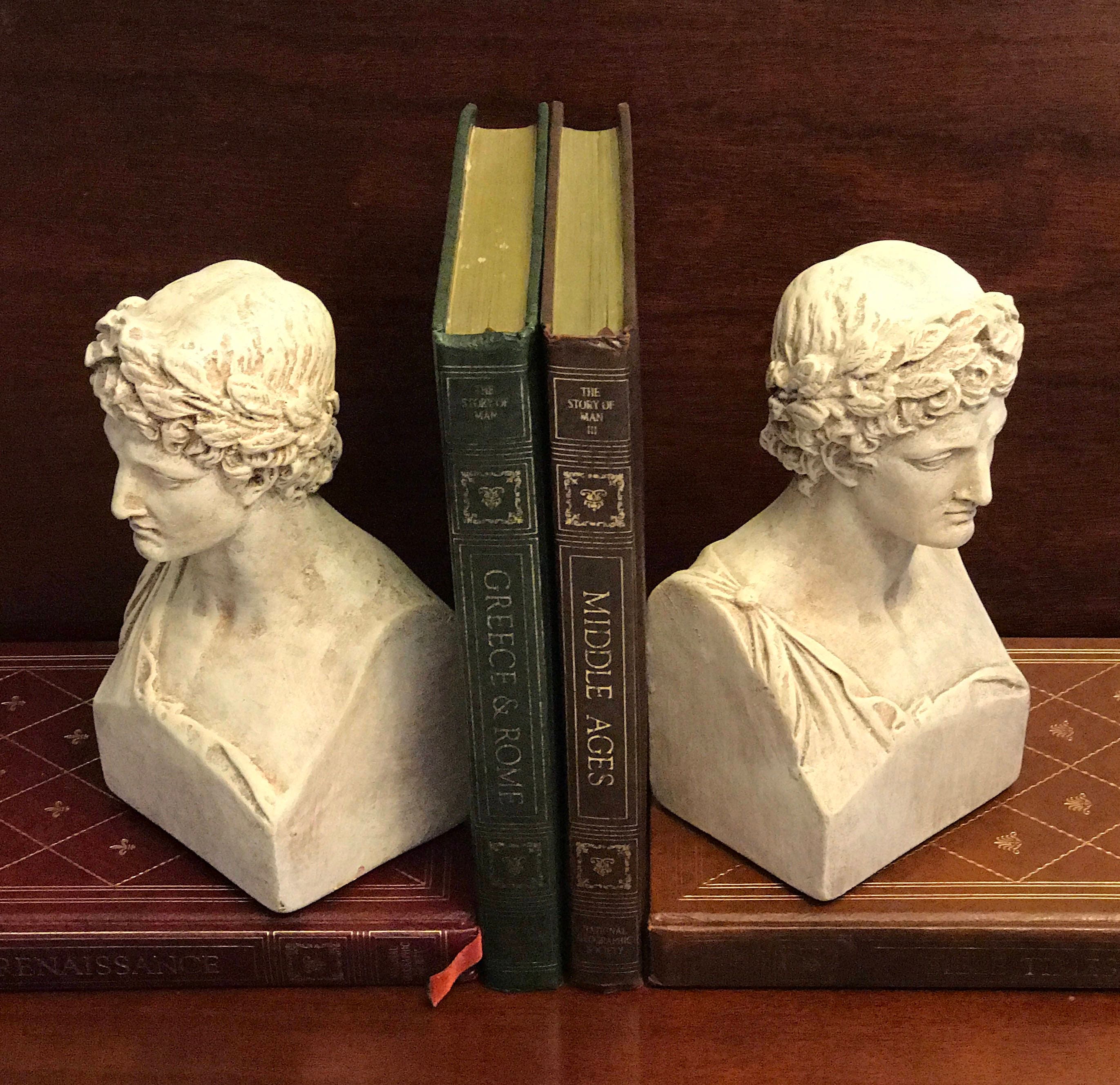 Grecian Bookends, Busts of Caesar Bookends, Plaster cast, Sculpted ...