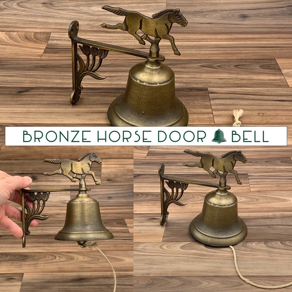 Vintage Bronze Horse Door Bell, Horse Gate Bell, Rustic Dinner Bell ...