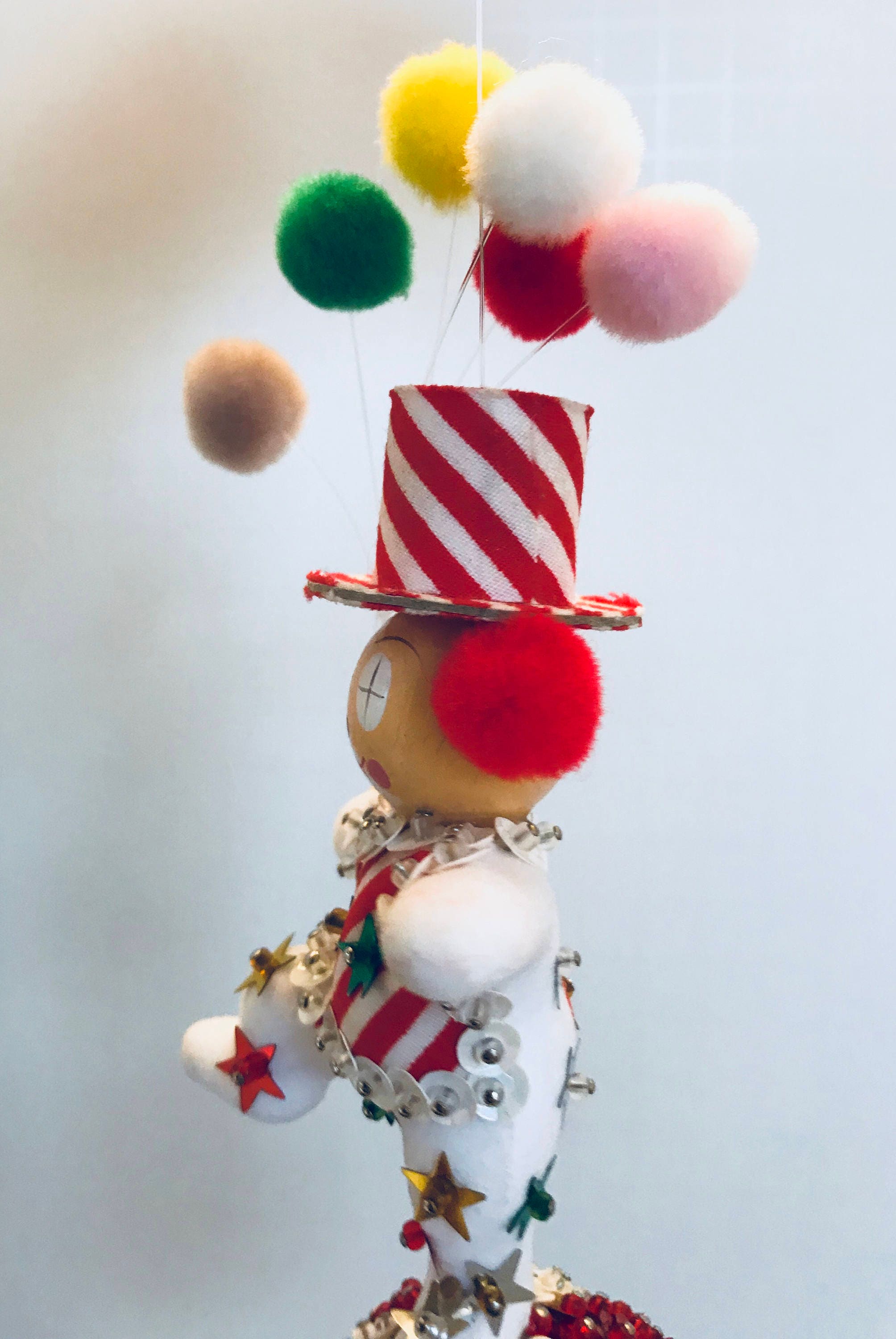 Vintage Clown Ornament, Sequined Beaded Circus Clown ornament, red ...