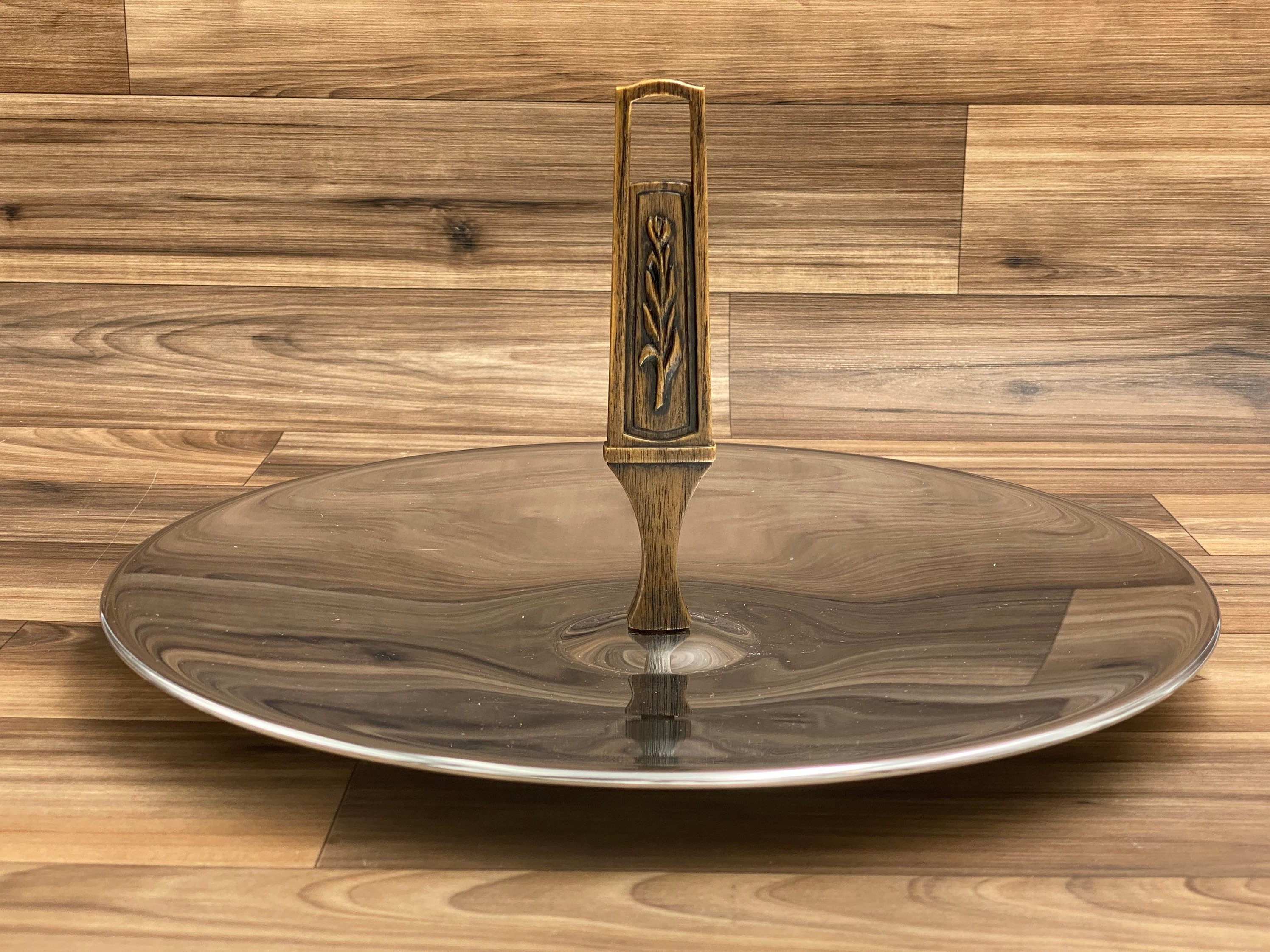 Vintage Kromex Serving Tray, Mid Century Chrome Tray, large Wood ...