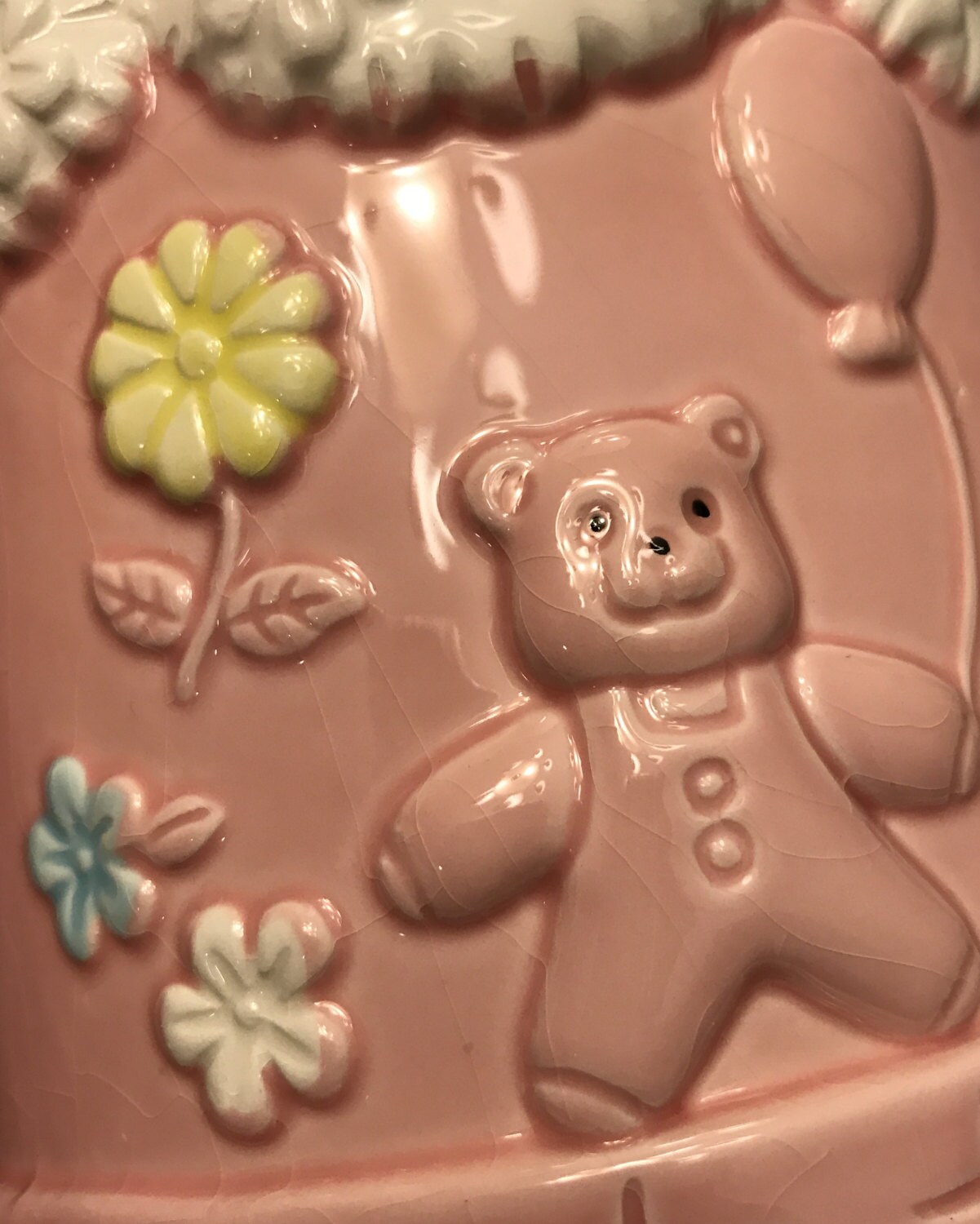 Vintage Pink Baby planter, flowers on pink ceramic, baby nursery ...