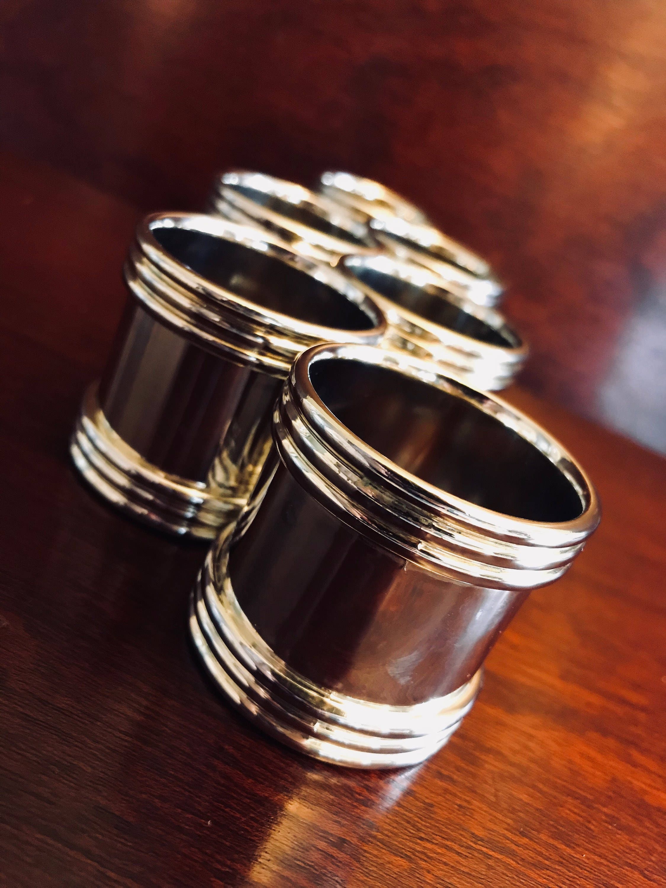 Vintage Silver Napkin Rings, Italian Napkin rings 6 piece set, Extra ...