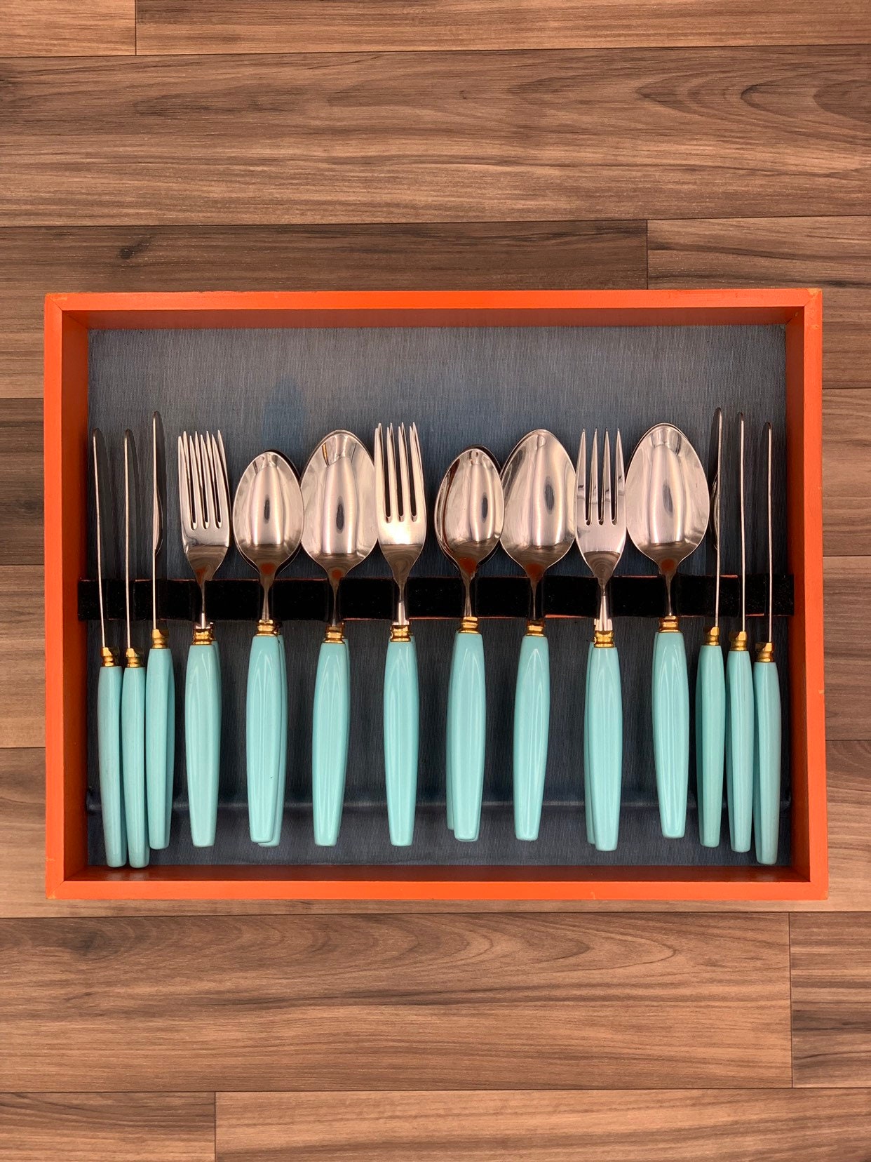 RARE Turquoise Handle Flatware, Table Mate by Imperial, set for 6 ...