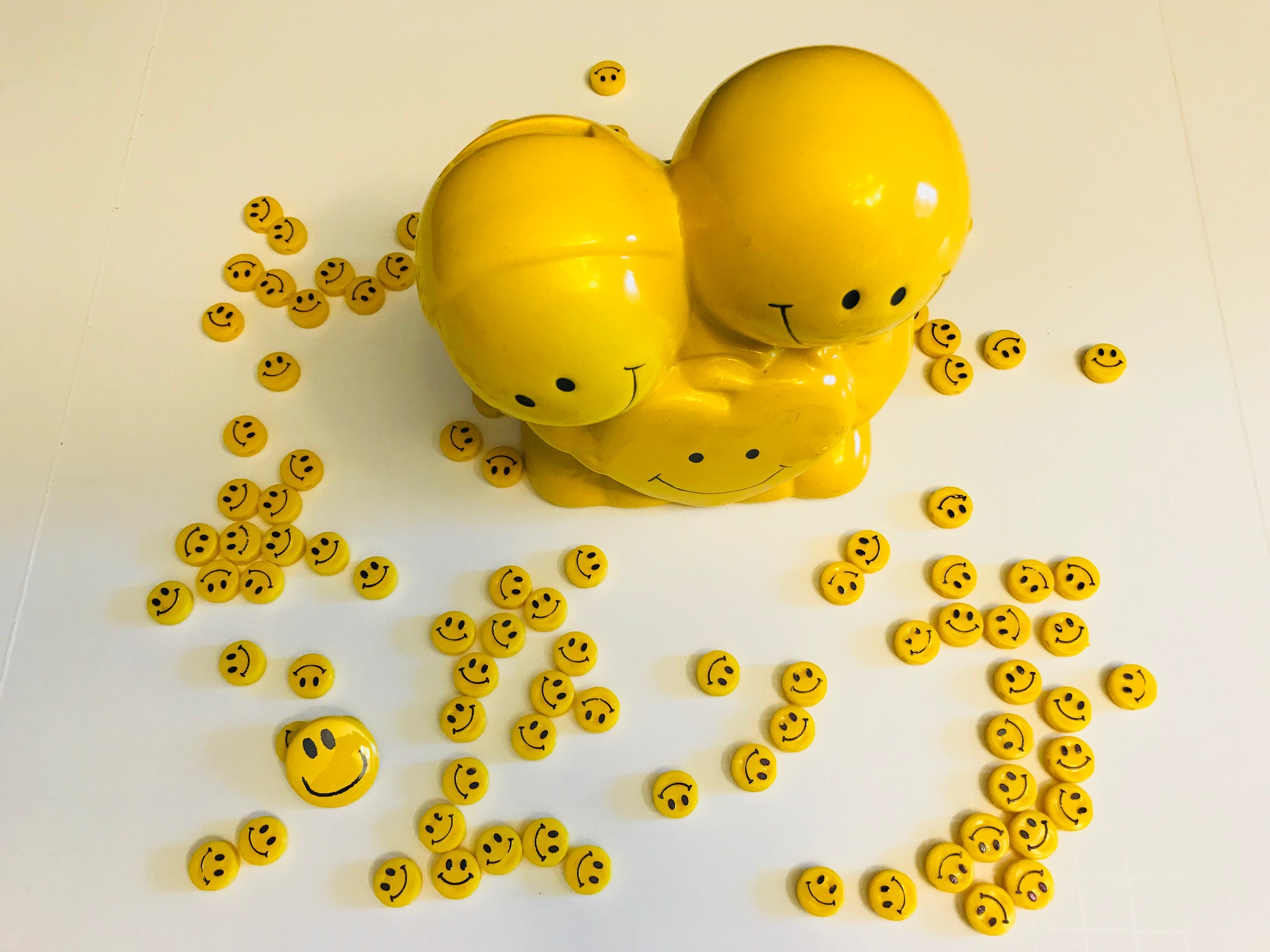 Smiley Faces Bank, Vintage smiley face couple coin bank, Ceramic bank ...
