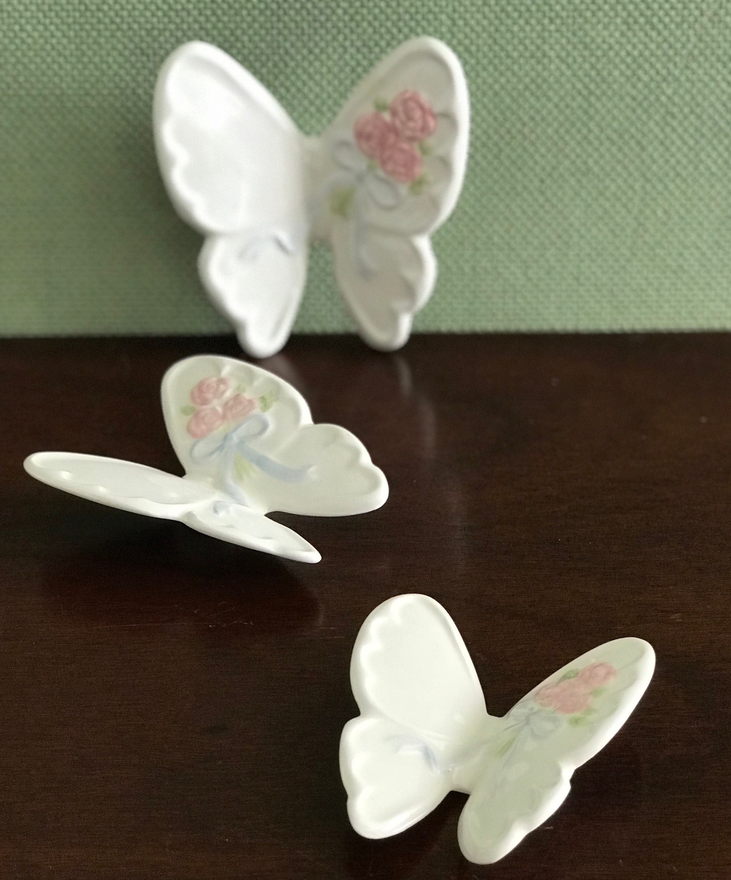 Vintage painted Butterfly Wall Hangings, Ceramic Butterfly wall plaques ...