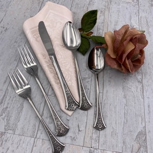 Vintage Stainless Flatware Set, Large Service for 12 Floral Pattern ...